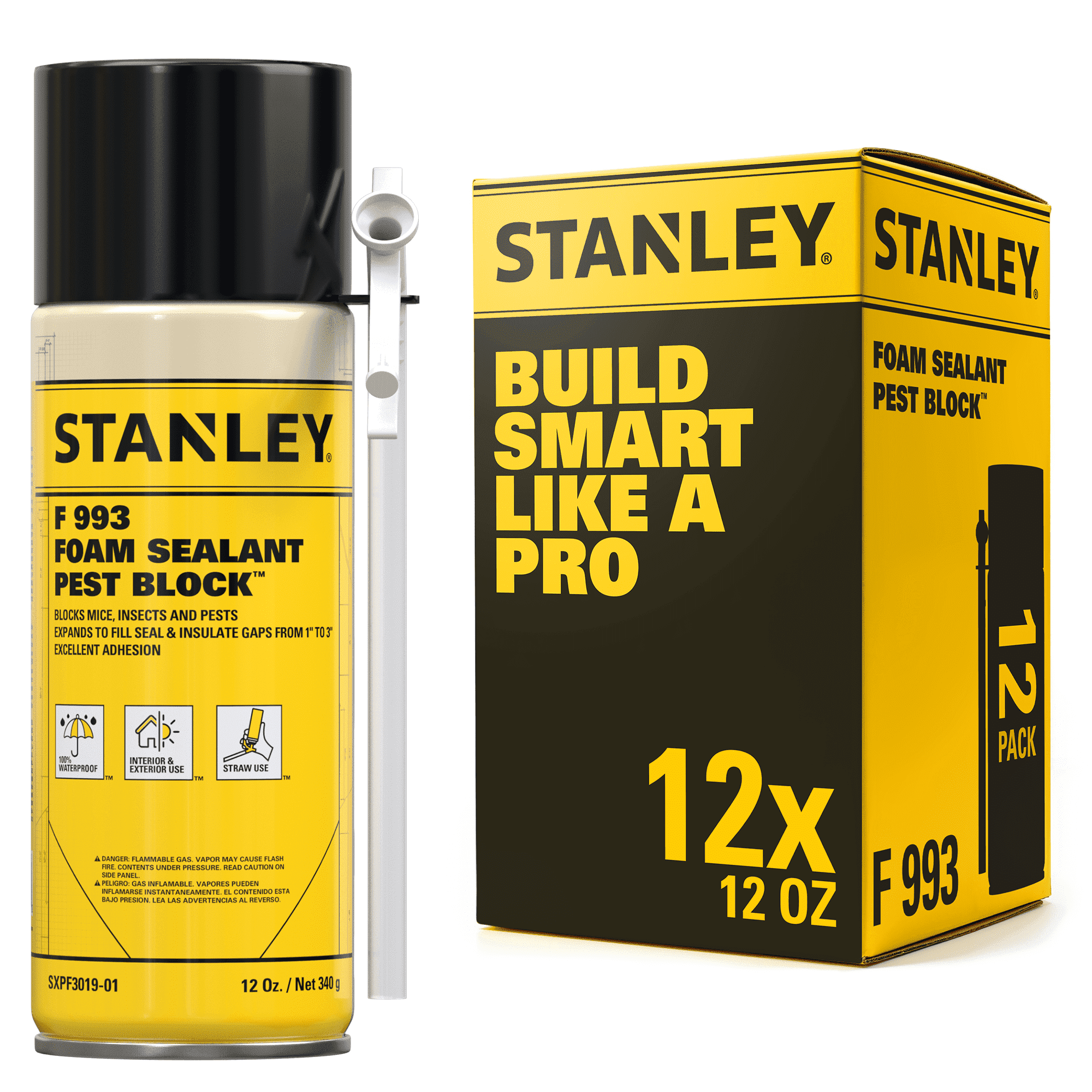 Stanley F993 Pest Block Foam Sealant with Straw Applicator, 12 oz ...