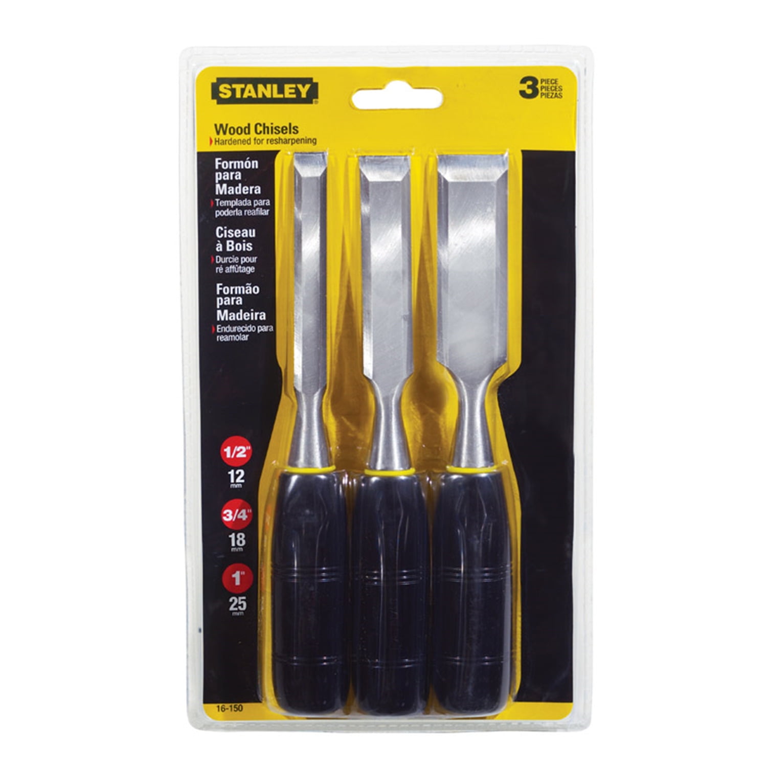 Stanley Hand Tools Chisel Set 3Pc Wood - Walmart.com