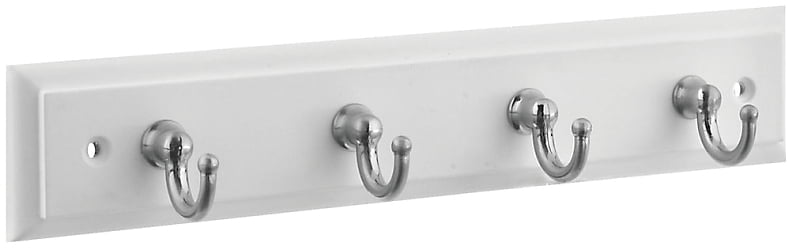 Stanley Hardware 813071 4 Satin Nickel Hooks on 9" White Rail Keytidy ...