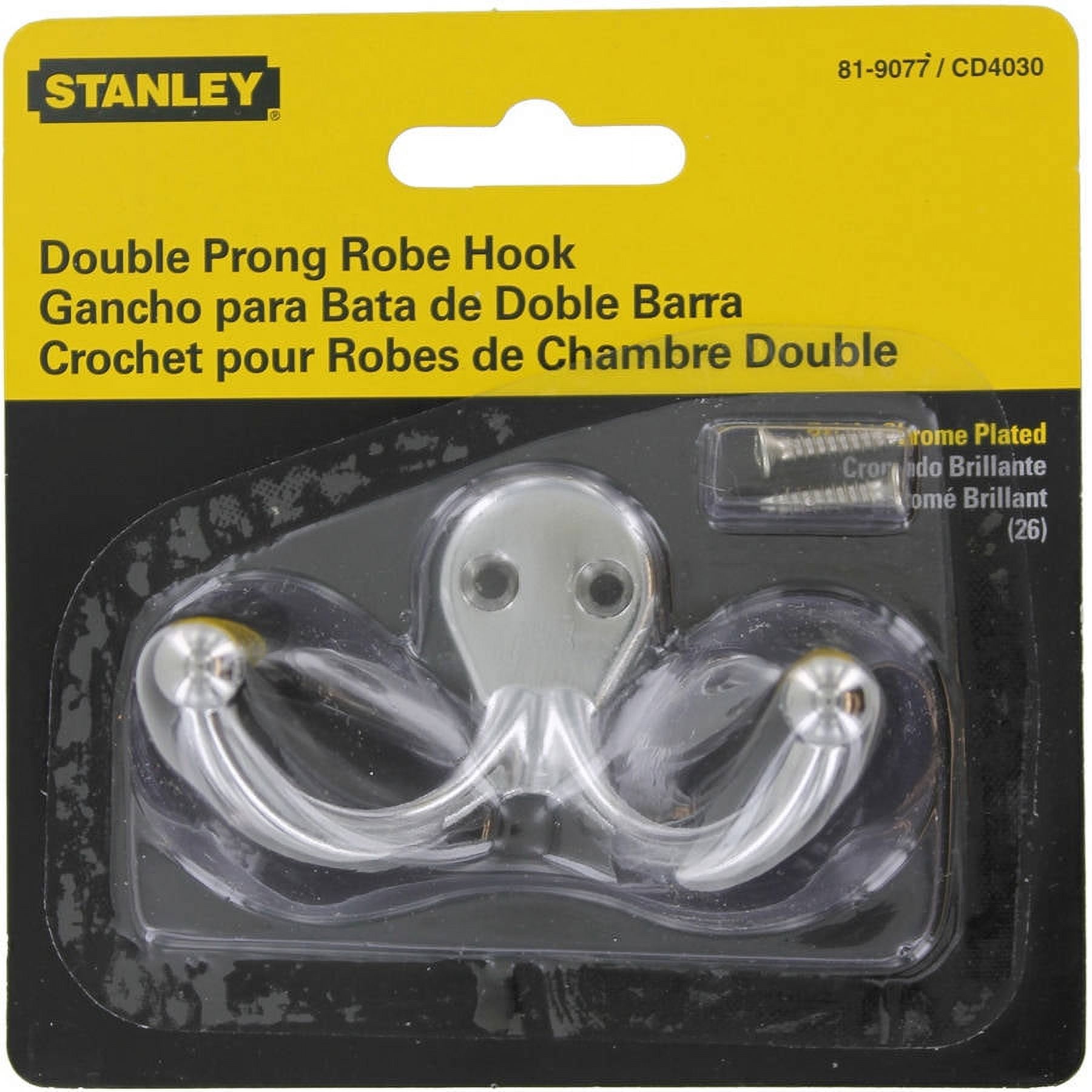 Stanley Hardware 819077 2-3/16" Bright Chrome Plated Double Prong Robe ...