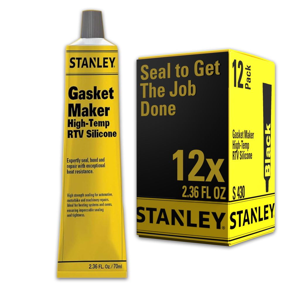 Stanley High Temp Gasket Maker - RTV Silicone Sealant -2.36oz-Black-12 ...