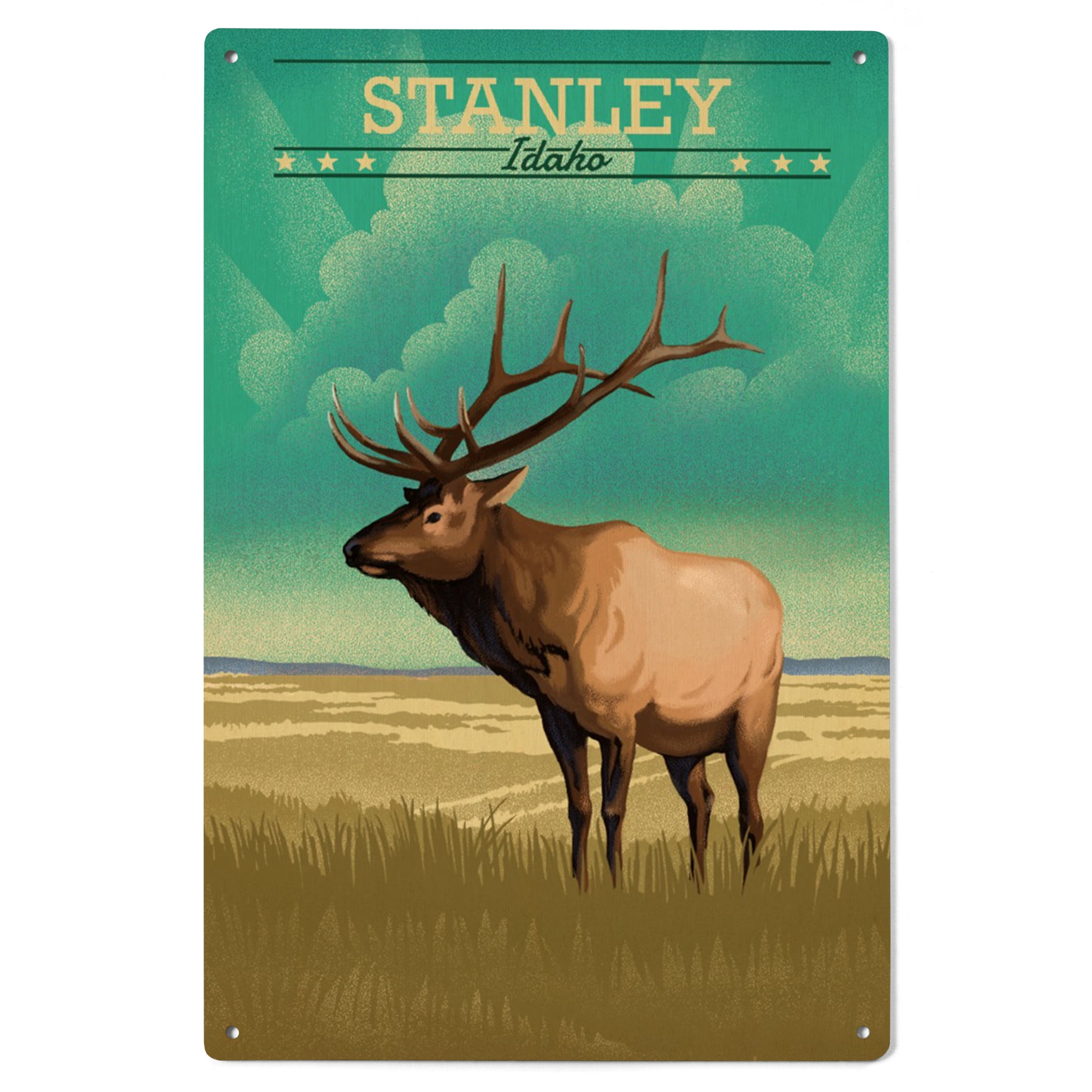 Stanley, Idaho, Elk, Lithograph Birch Wood Wall Sign (6x9 Rustic Home ...