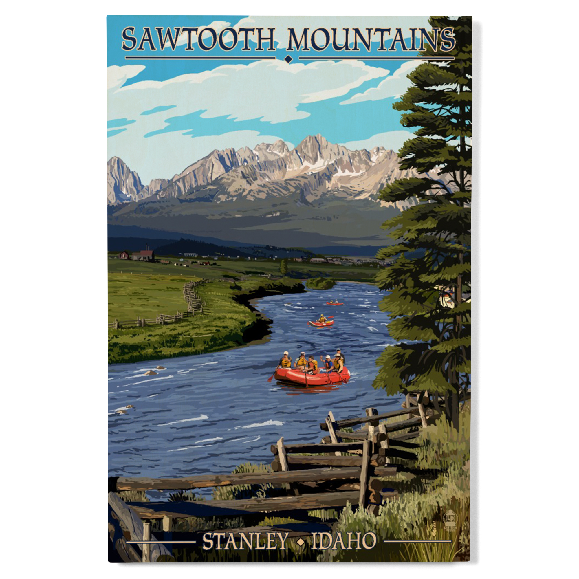 Stanley, Idaho, Sawtooth Mountains, Rafting Birch Wood Wall Sign (12x18 ...