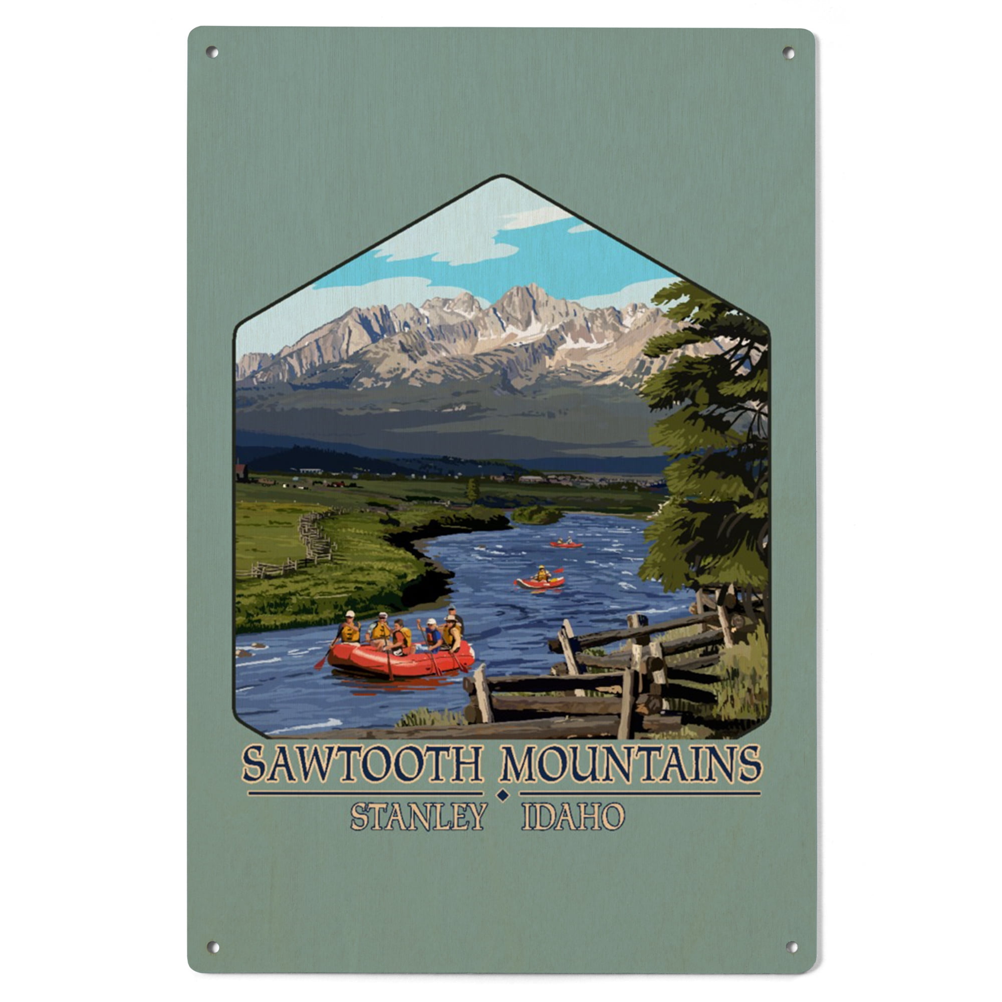 Stanley, Idaho, Sawtooth Mountains, Rafting, Contour Birch Wood Wall ...
