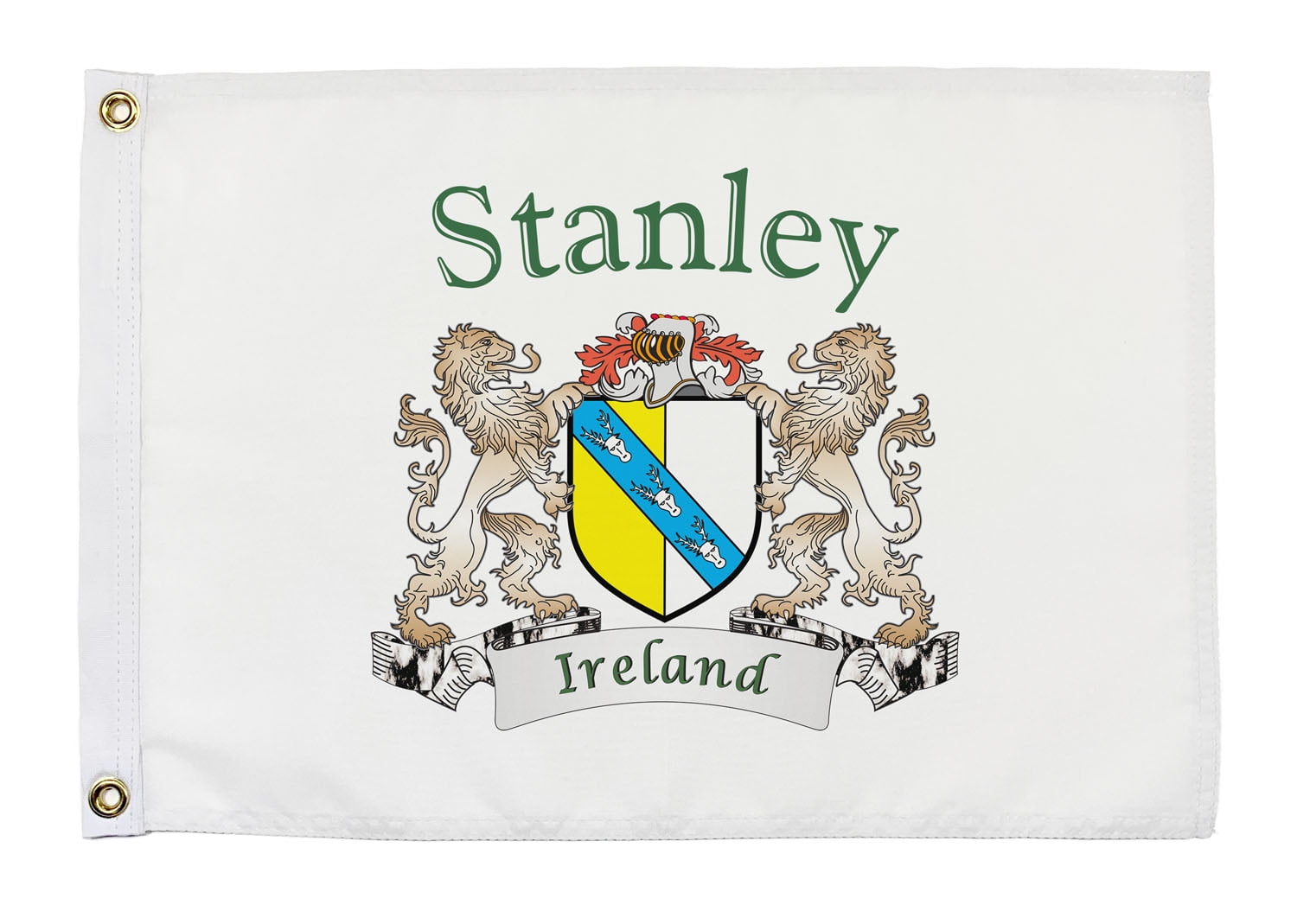 Stanley Irish Coat of Arms Small White Flag - 16"x10.5" inches ...
