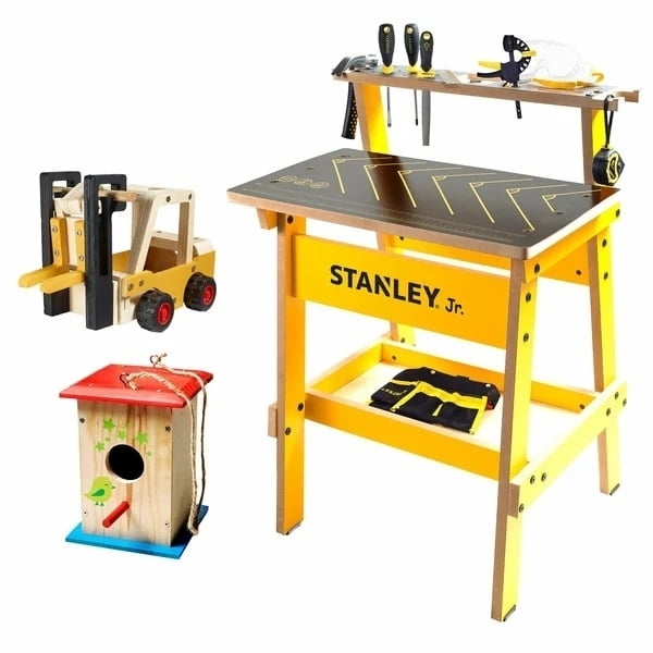 Stanley Jr. Kids Workbench Tool Set and 2 Wooden Kits - Walmart.com