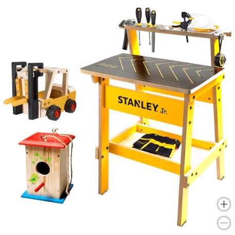 Stanley Jr. Kids Workbench Tool Set and 2 Wooden Kits - Walmart.com