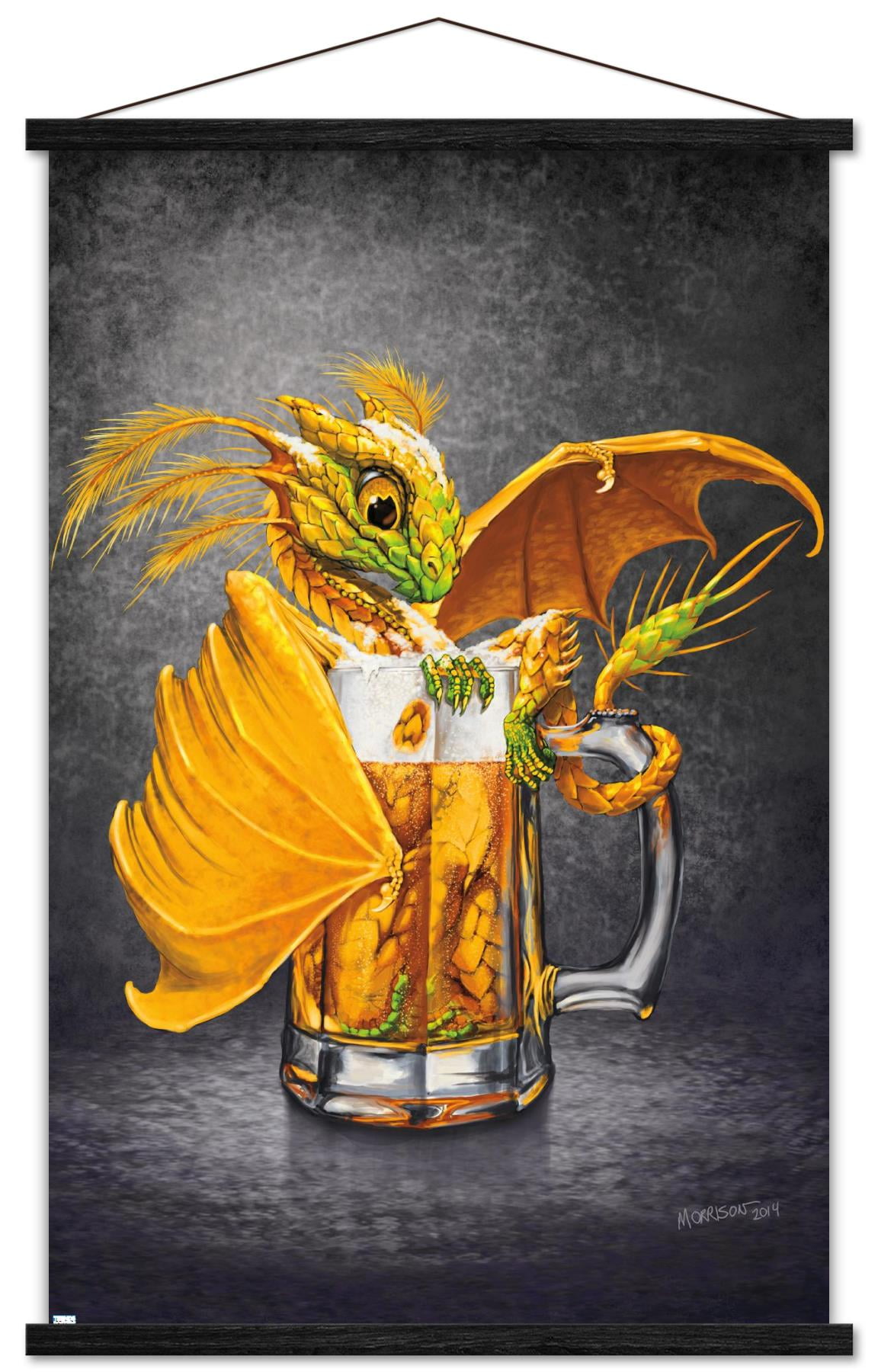 Stanley Morrison - Beer Dragon Wall Poster with Wooden Magnetic Frame ...