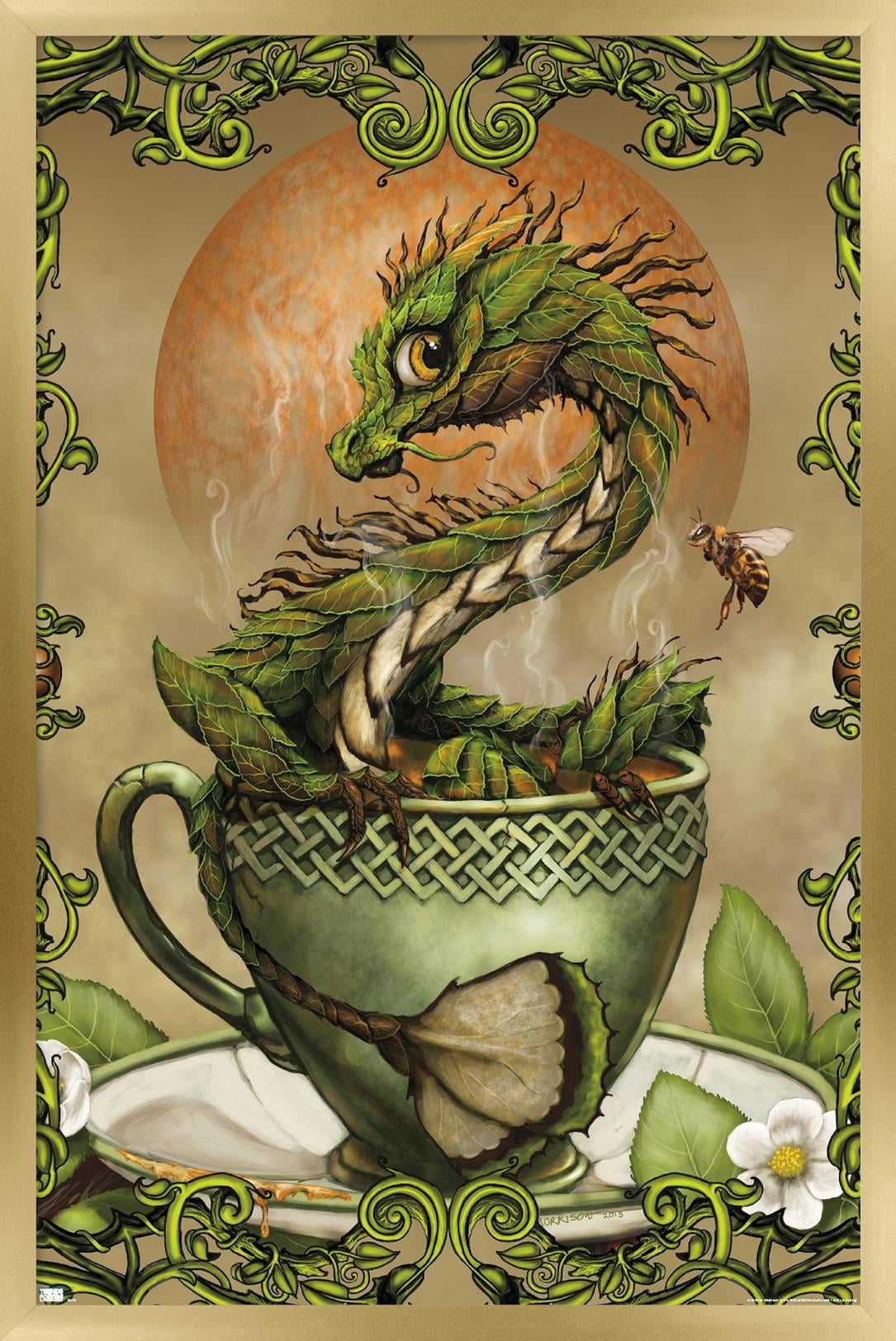 Stanley Morrison - Tea Dragon Wall Poster, 14.725" x 22.375", Framed ...
