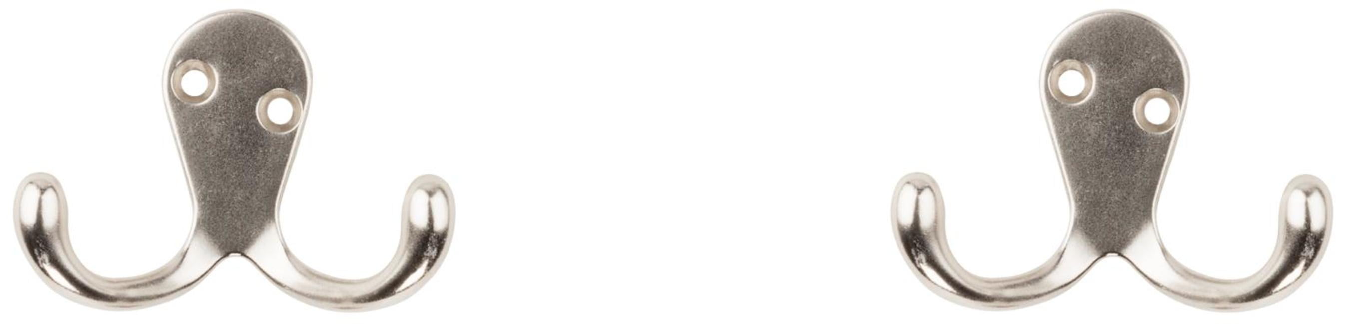 National Hardware N325-522 V163 Double Clothes Hooks in Satin Nickel, 2 ...