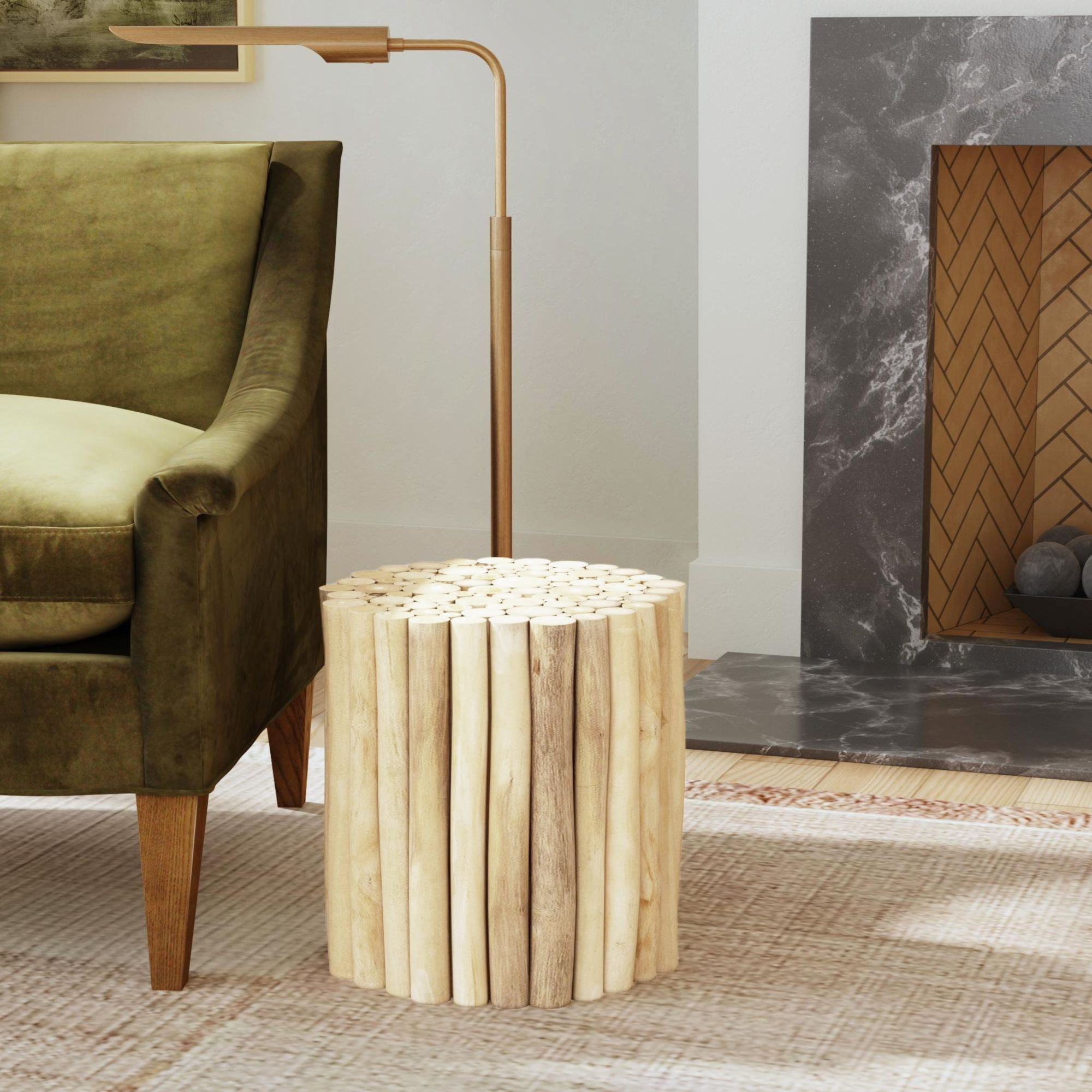 Stanley Natural Small Cut Branch Round Teak Accent Table by East at ...