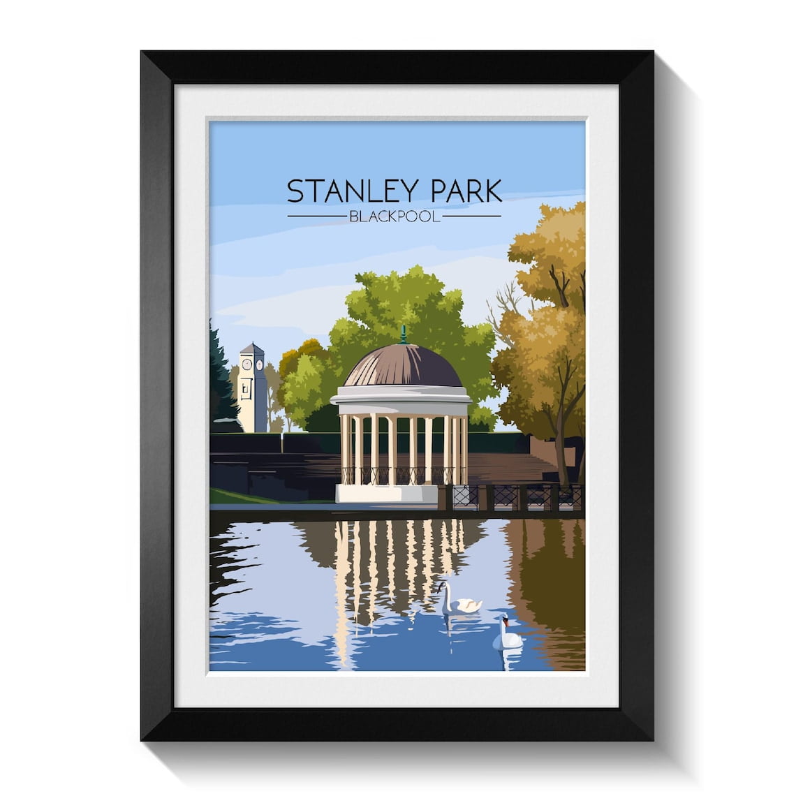 Stanley Park Travel Poster, Blackpool Travel Print, Stanley Park ...
