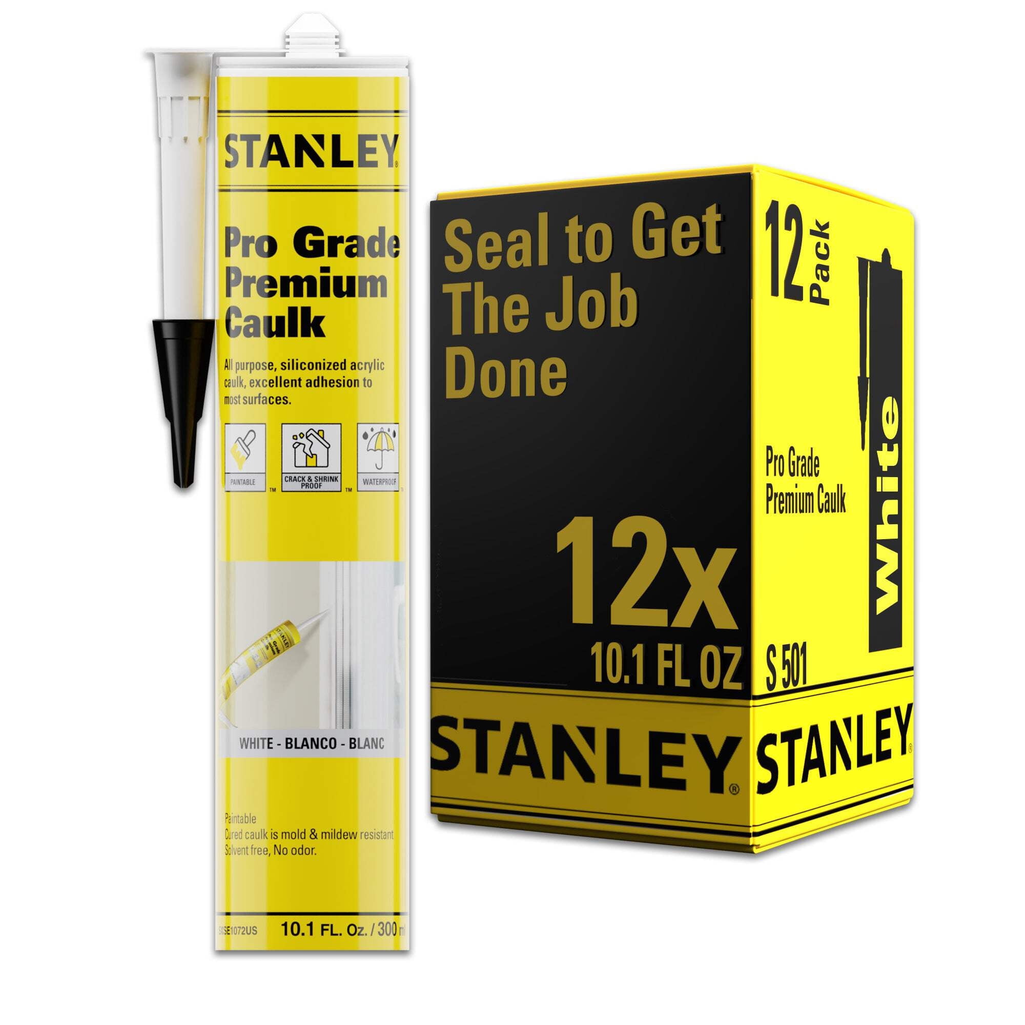 Stanley Pro Grade Premium Caulk - Siliconized Sealant, 10.5 fl oz-12 ...