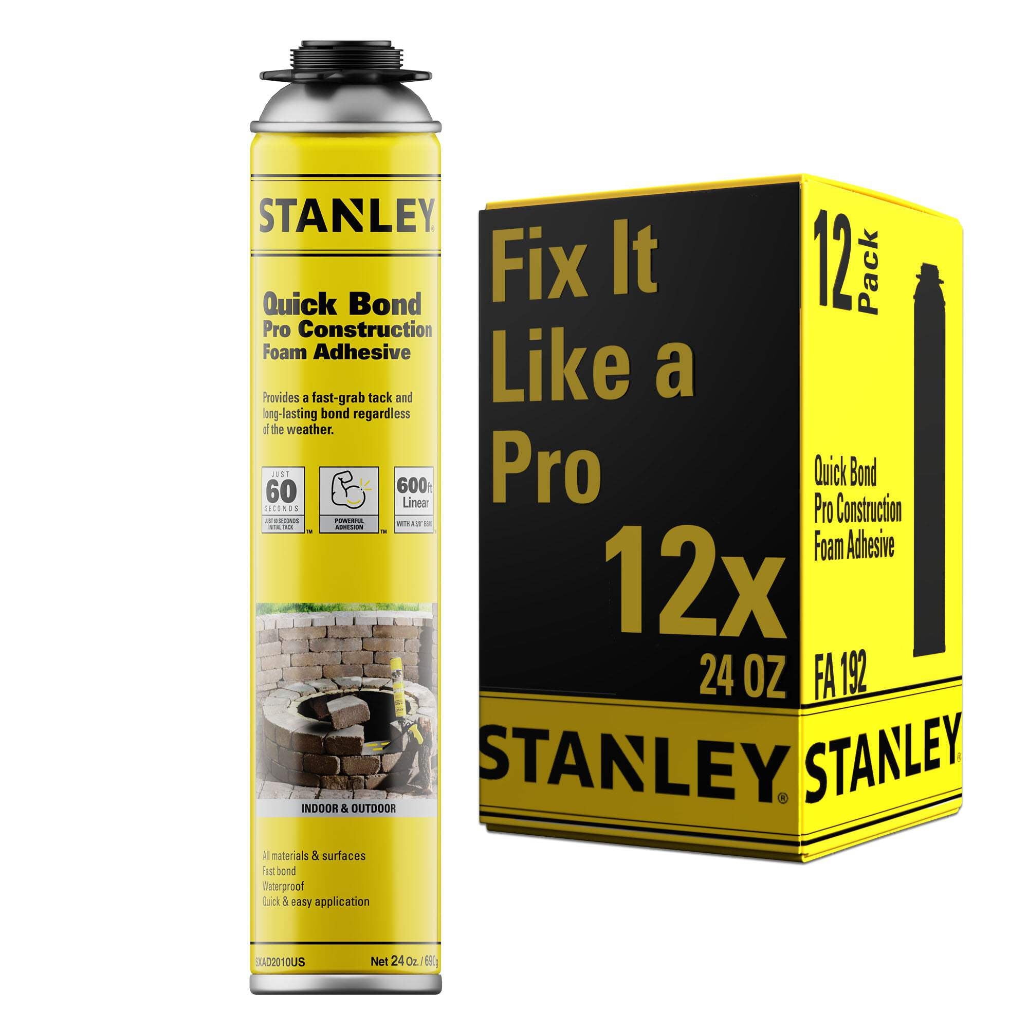Stanley Quick Bond Pro Construction Gun Foam Adhesive, 24oz-12 Pack - Walmart.com