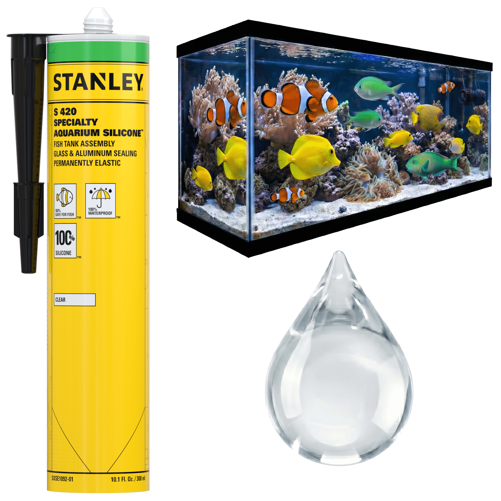 Stanley S420 Specialty Aquarium Silicone - Non-Toxic, Waterproof ...