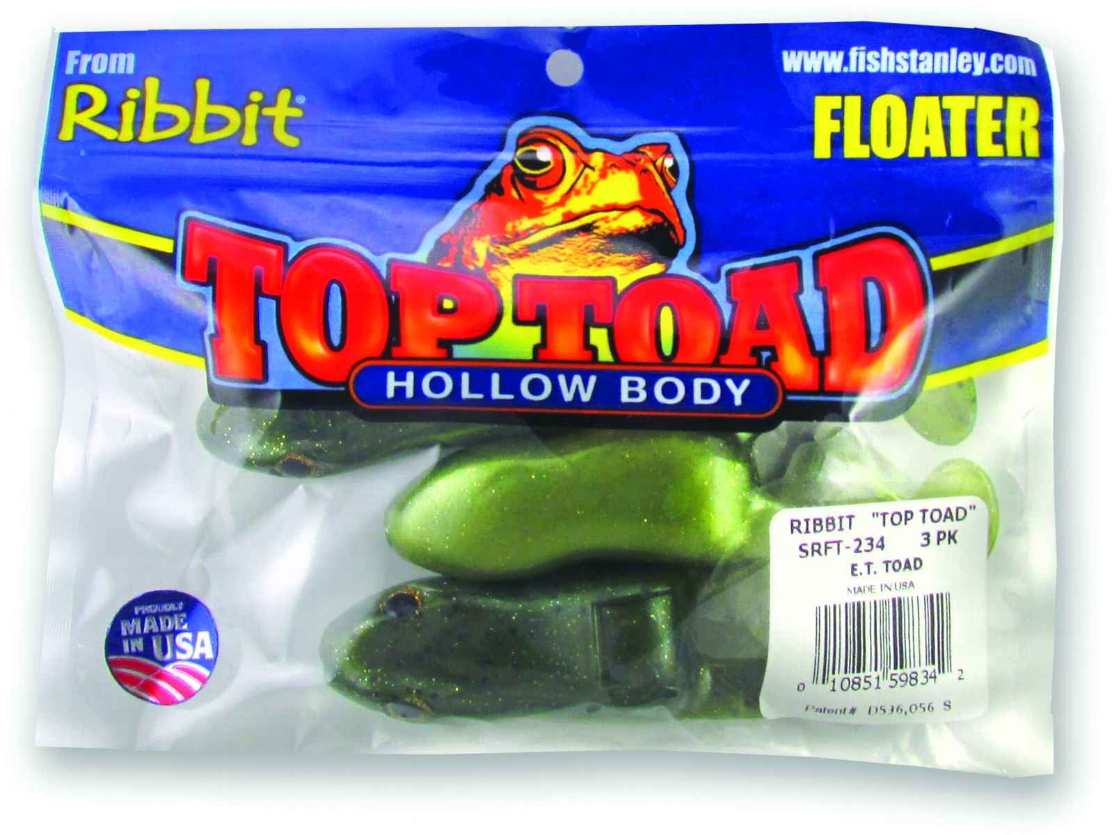 Stanley SRFT-234 Top Toad Hollow Body Frog Unrigged 4" E.T. Toad ...