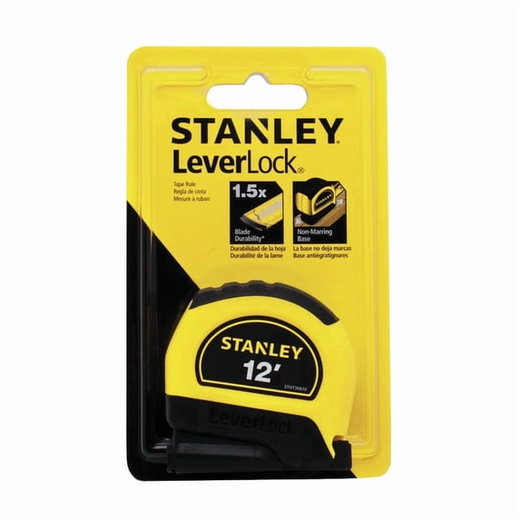 Stanley 12-Foot LeverLock Tape Rule - High Visibility Measuring Tool ...