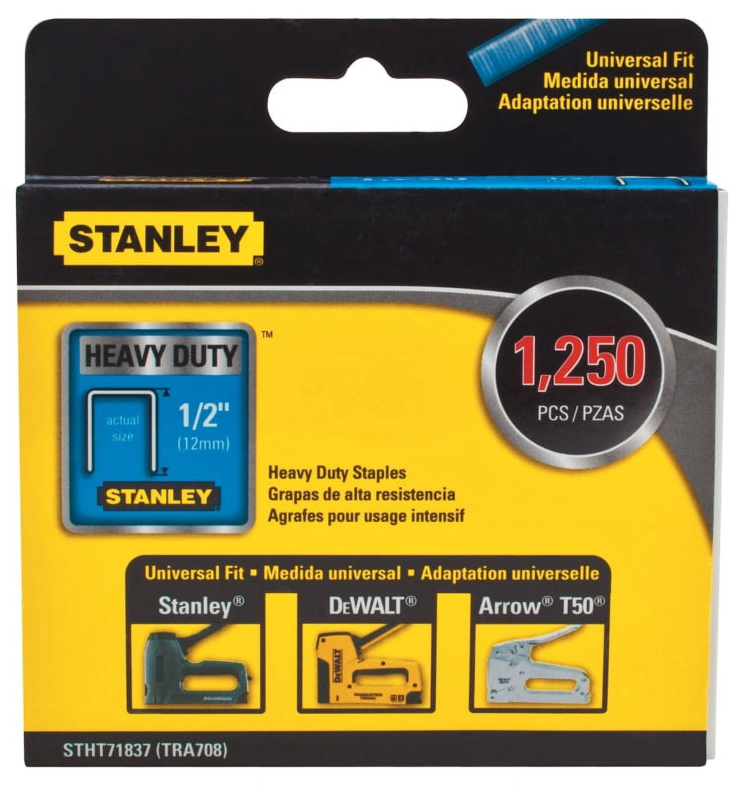 Stanley STHT71837 Crown Staple, 27/64 in W Crown, 1/2 in L Leg, Steel ...