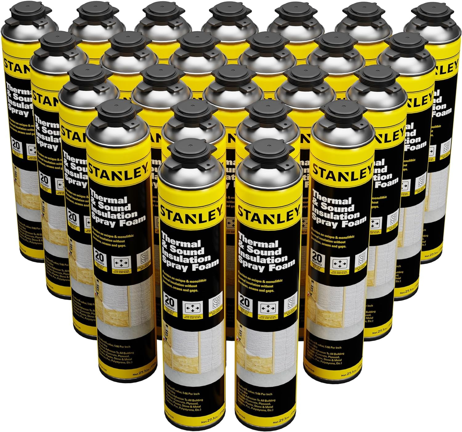 Stanley Supercoat Spray Foam Insulation Kit - Closed Cell, 480 Board feet, 27.1 oz, 24 Pack ...