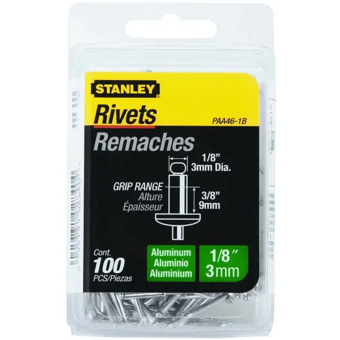 Stanley Tool PAA46-1B Aluminum Rivets 1/8 Inch By 3/8 Inch 100 Pack ...