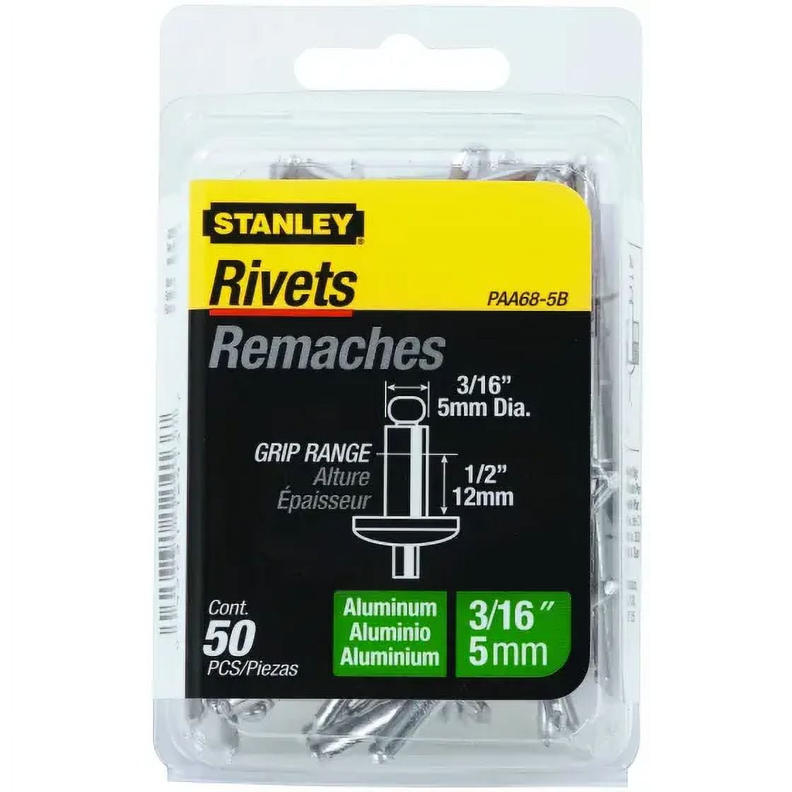 Stanley Tool PAA68-5B Aluminum Rivets 5O Pack, Each - Walmart.com