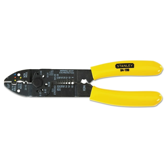 Stanley Tools 8 in. Wire Stripper/Cutter/Crimper, Black/Yellow ...