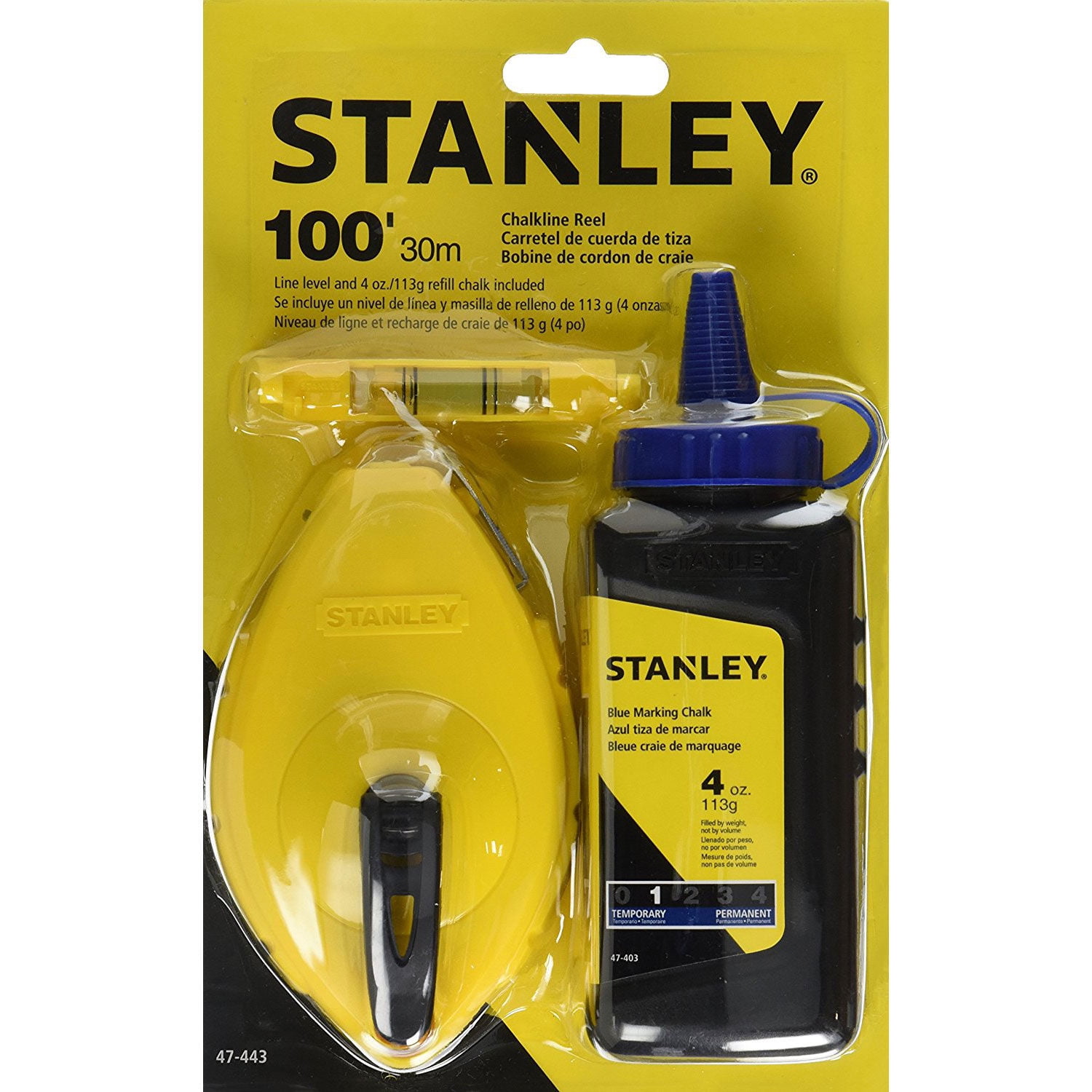 Stanley Tools Reel Chalk W/Blue Chalk Abs Cs 47-442 - Walmart.com
