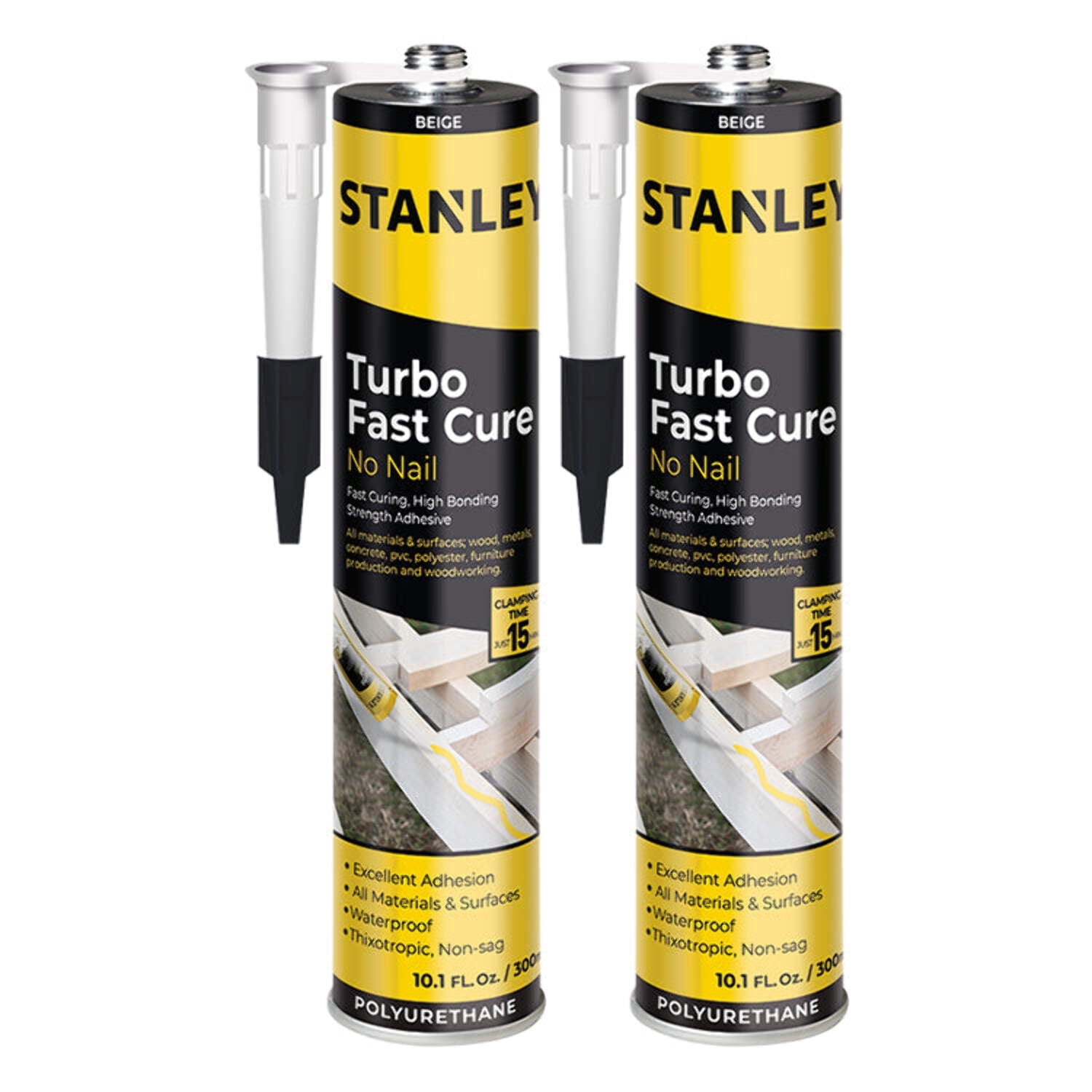 Stanley Turbo Fast Cure No Nail Polyurethane Adhesive - 10.1 fl oz-2 Pack - Walmart.com
