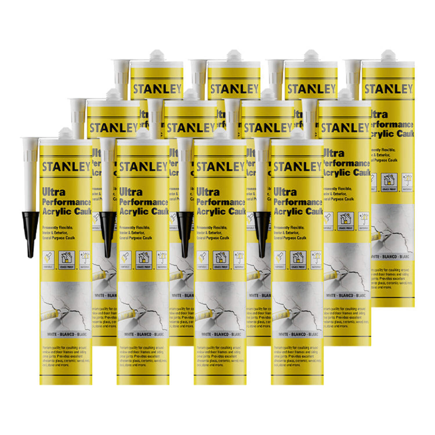 Stanley Ultra Performance Acrylic Caulk - White, 10.1 fl oz-12 Pack ...