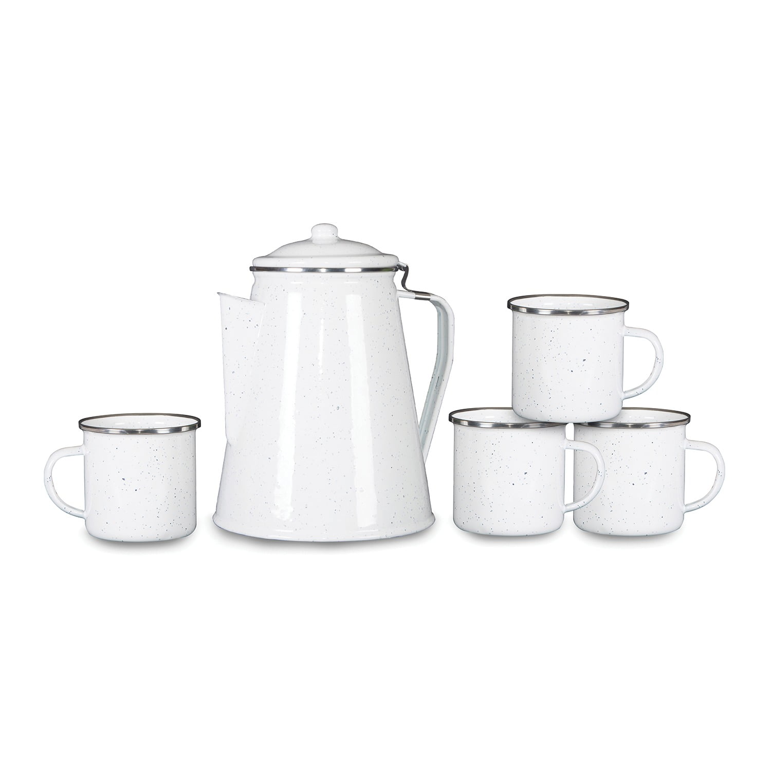 Stansport Enamel Percolator Coffee Pot & 4 Mug Set White - 11230-03 ...