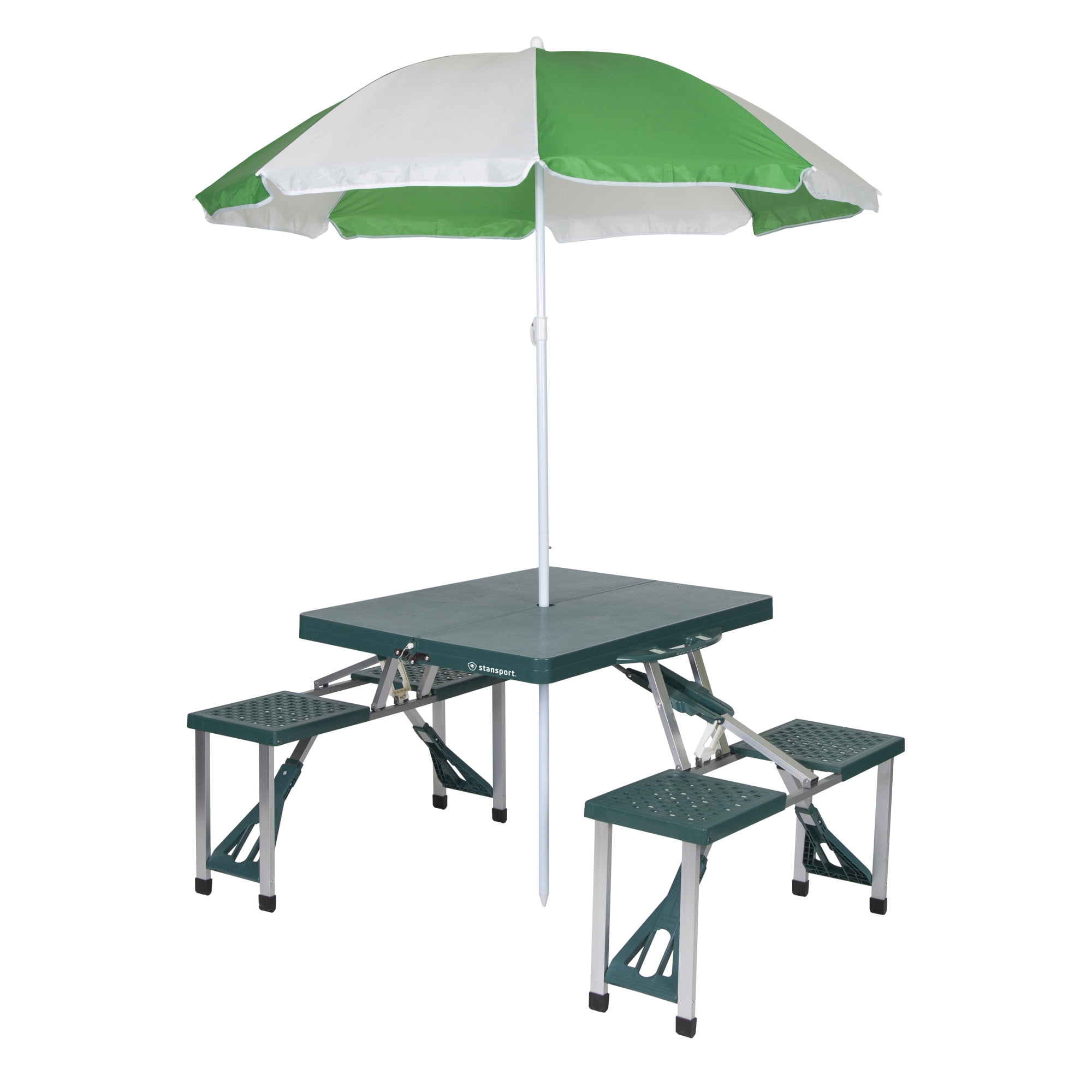 Stansport Picnic Table and Umbrella Combo - Green - Walmart.com