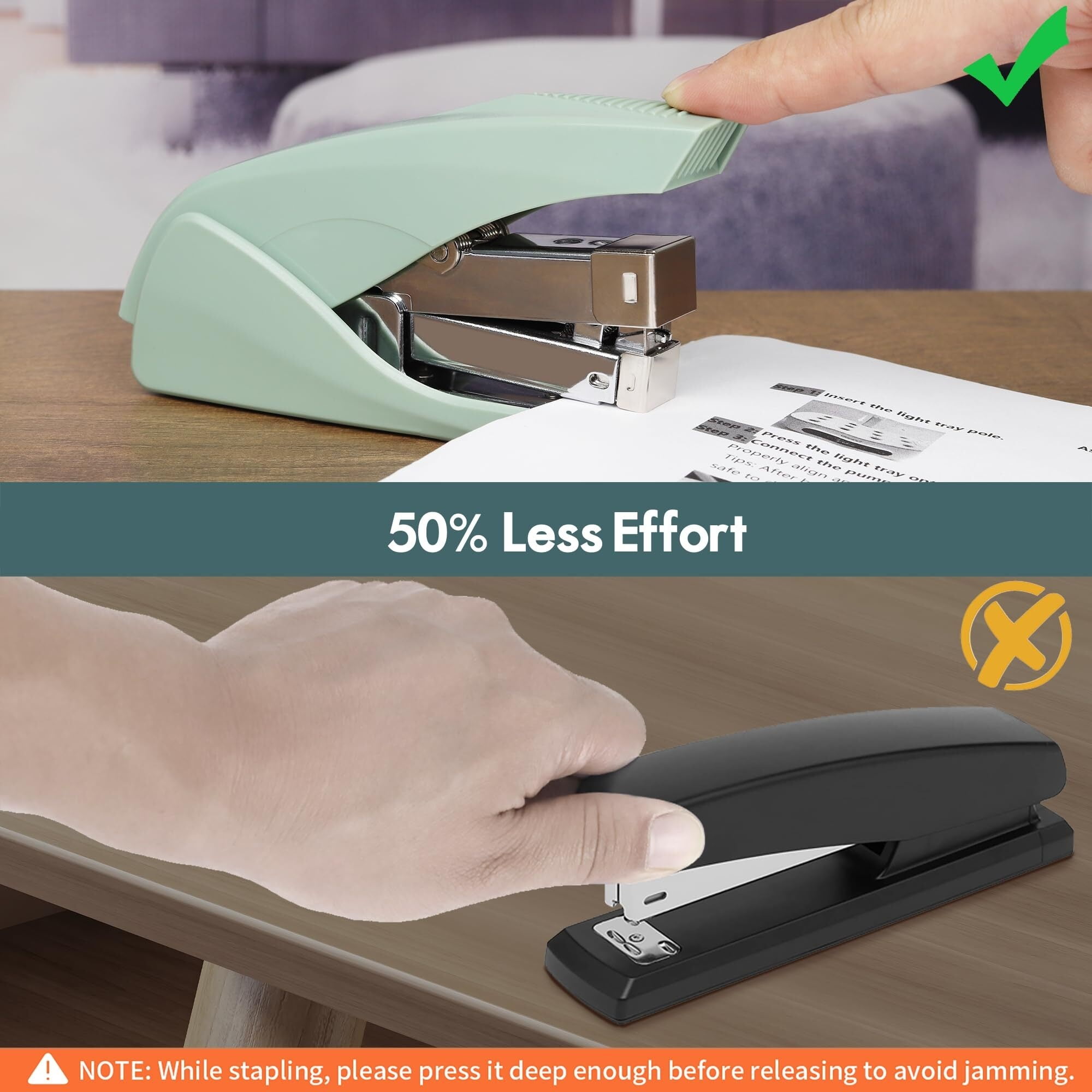 Stapler for Desk, 50 Sheet Effortless Stapler, Desktop Stapler Staple ...