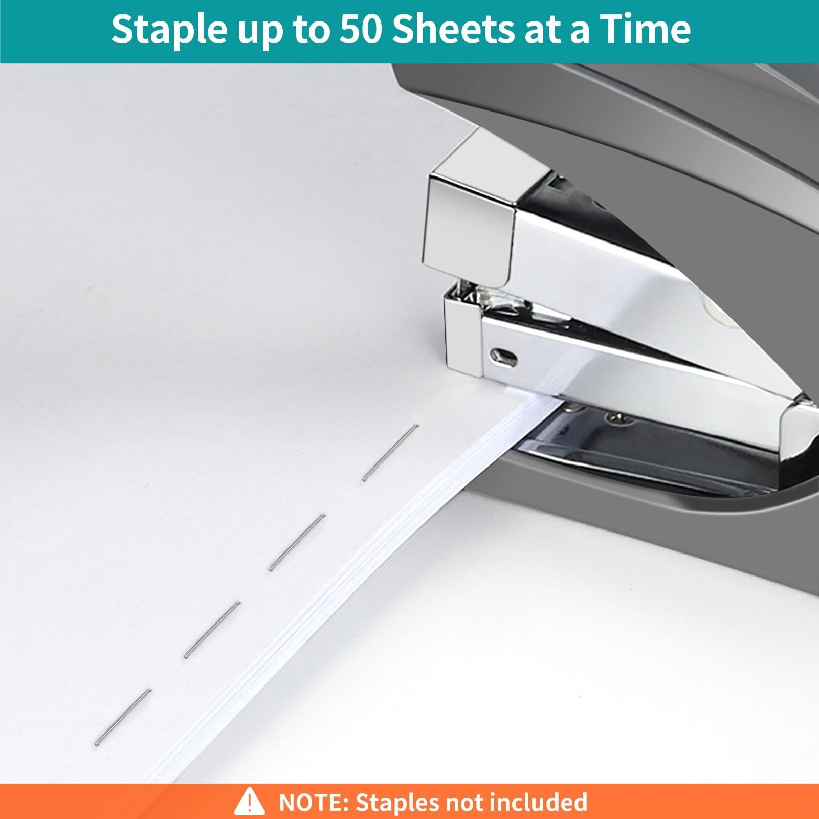 Stapler for Desk, 50 Sheet Effortless Stapler, Desktop Stapler Staple ...