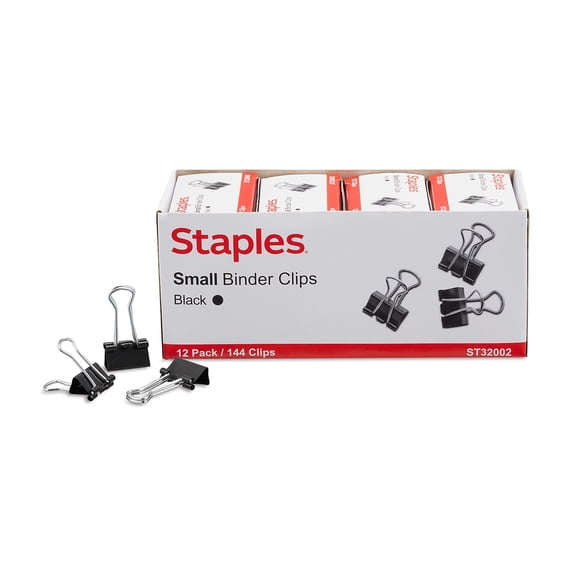 Staples Small Black 0.75"W Binder Clips, Office Supplies, 432/Carton ...