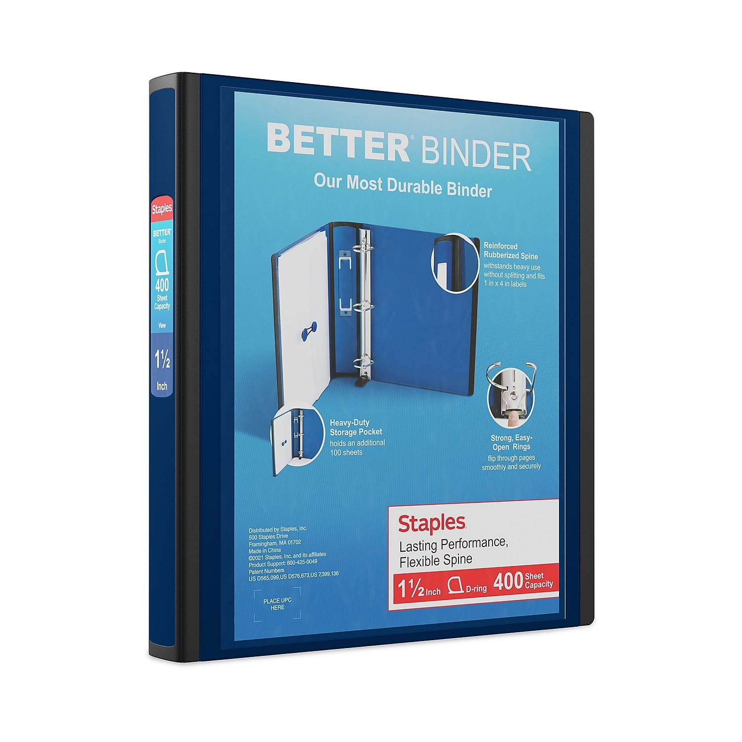 Staples 1 1/2" 3-Ring Better Binder Navy Blue 3/Pack ST55855-CCVS ...