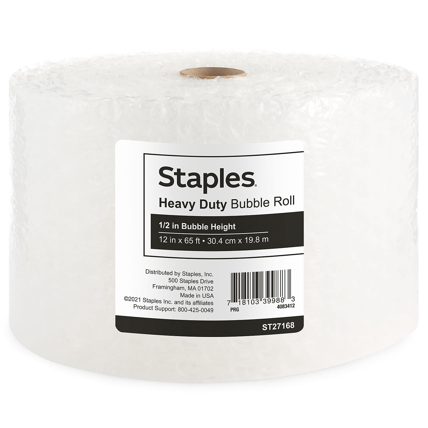 Staples 1/2" Heavy Duty Bubble Roll 12"x65' Each (27168) 4072822 ...