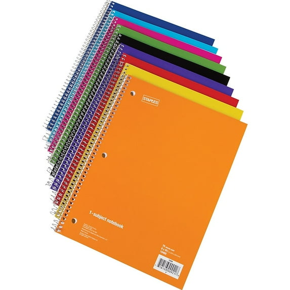 Staples 1 Subject Notebook 8" x 10-1/2" College Ruled 48 pack 2072874 ...