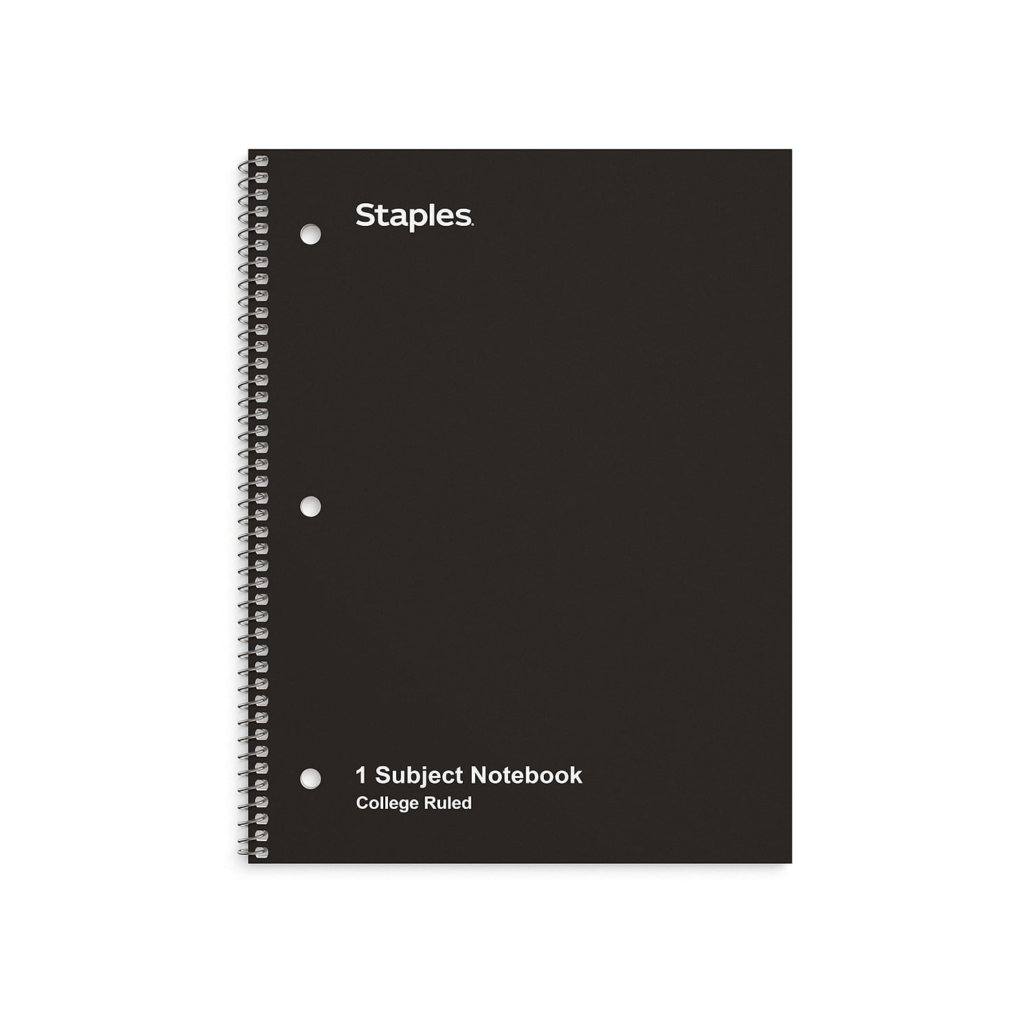 Staples 1-Subject Notebook 8" x 10.5" College Ruled 70 Sheets Black 18 ...