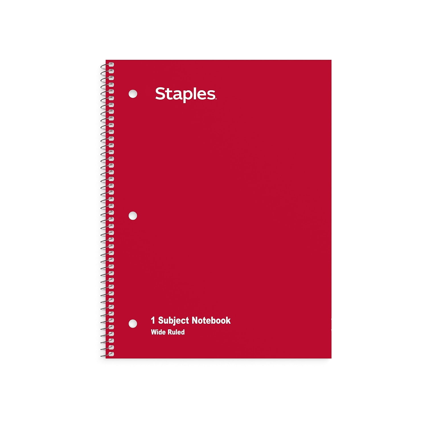 Staples 1-Subject Notebooks 8" x 10.5" Wide Ruled 70 Sheets Assorted ...