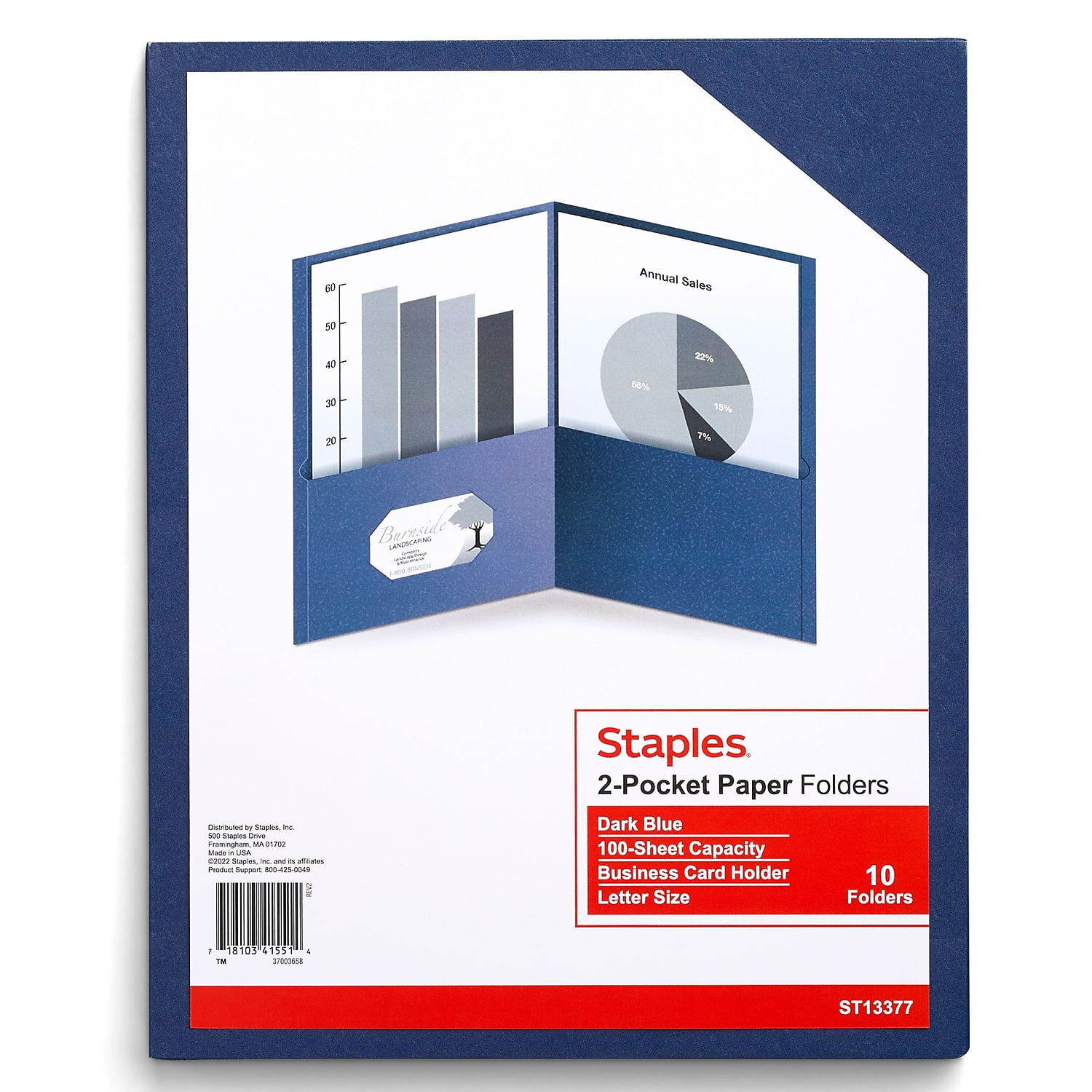 Staples 10% Recycled Smooth 2-Pocket Paper Presentation Folder Dark ...