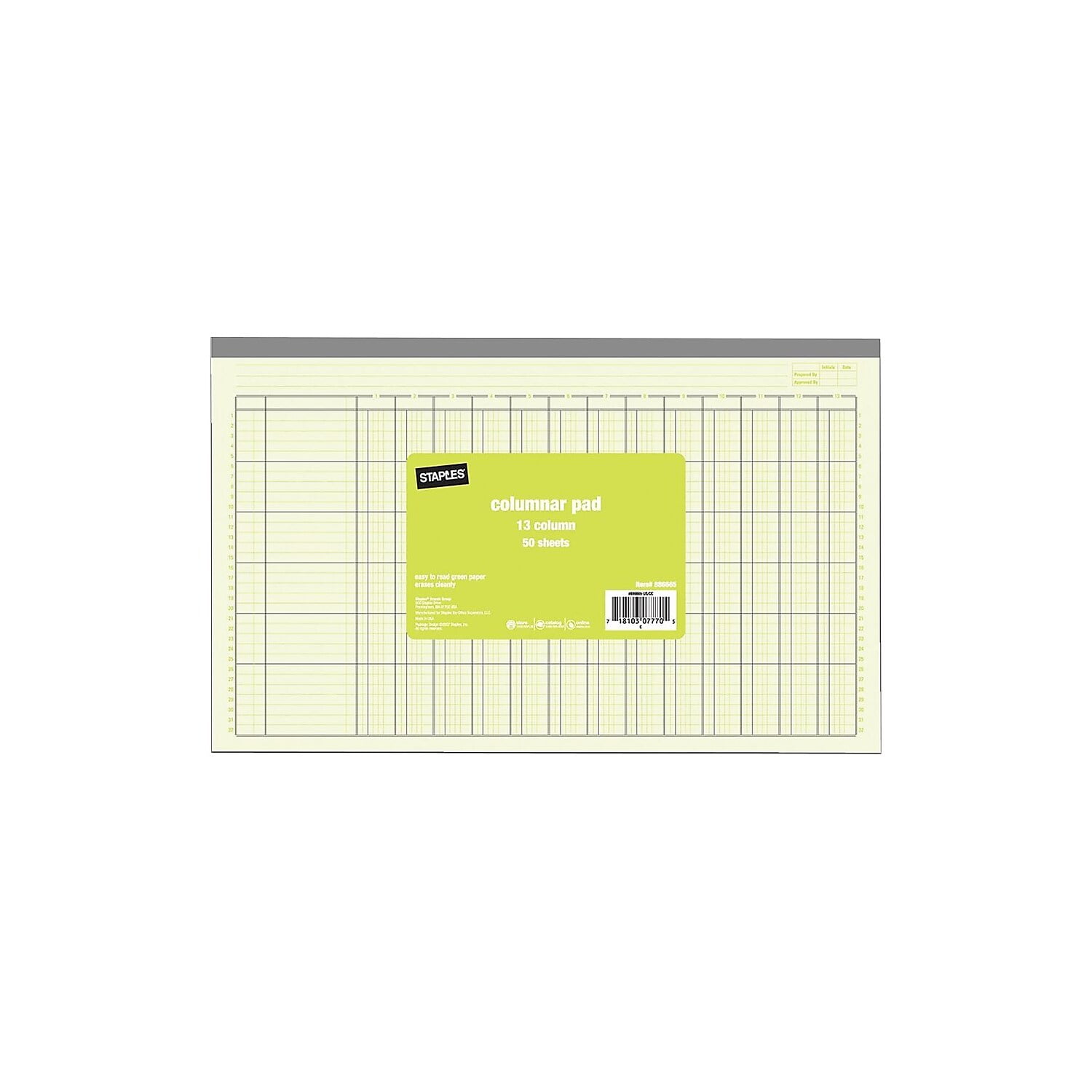 Staples 13 Column Columnar Accounting Notebook, 50 Archival-safe Sheets ...