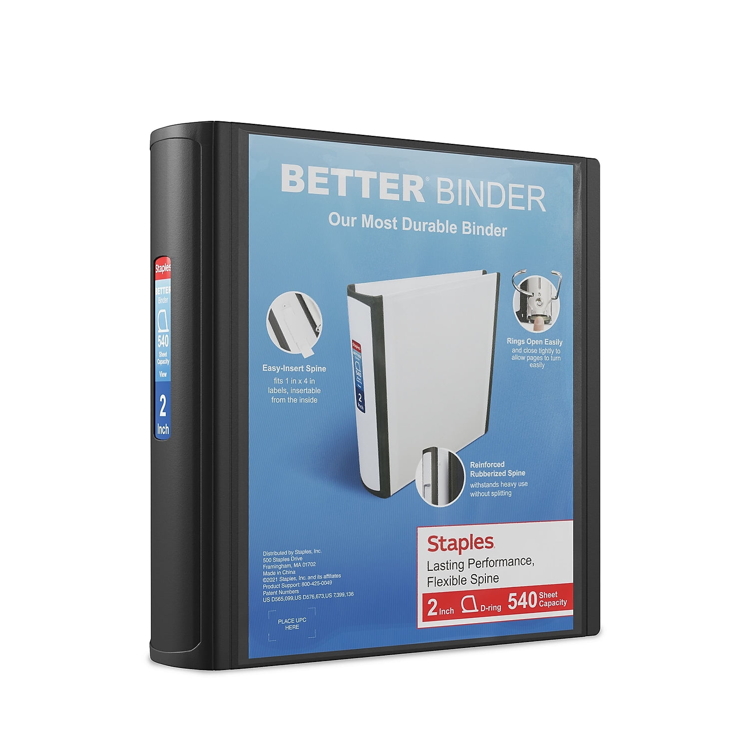 Staples 2-Inch 3-Ring Better Binder Black (13393-CC) - Walmart.com