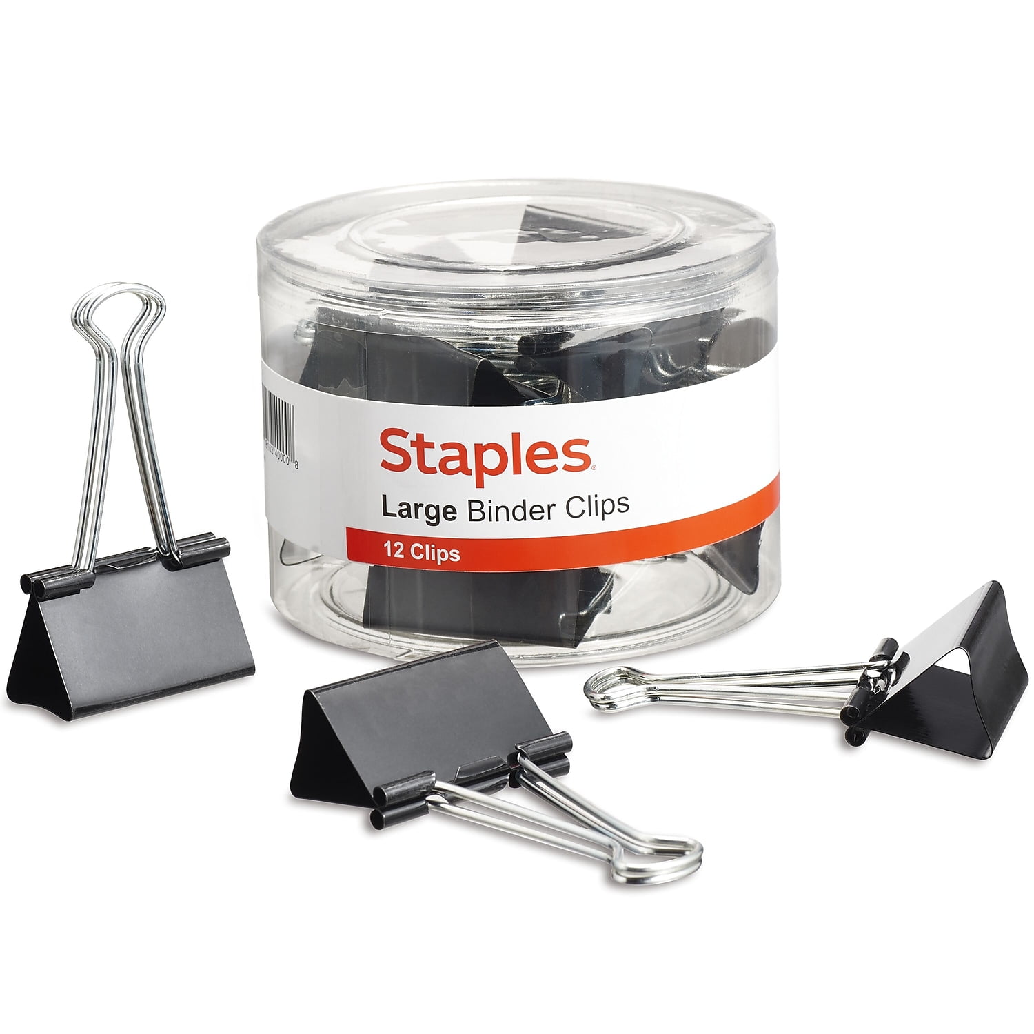 Staples Large 2" Black Metal Binder Clips, 1" Capacity, 12/Pack (10669 ...