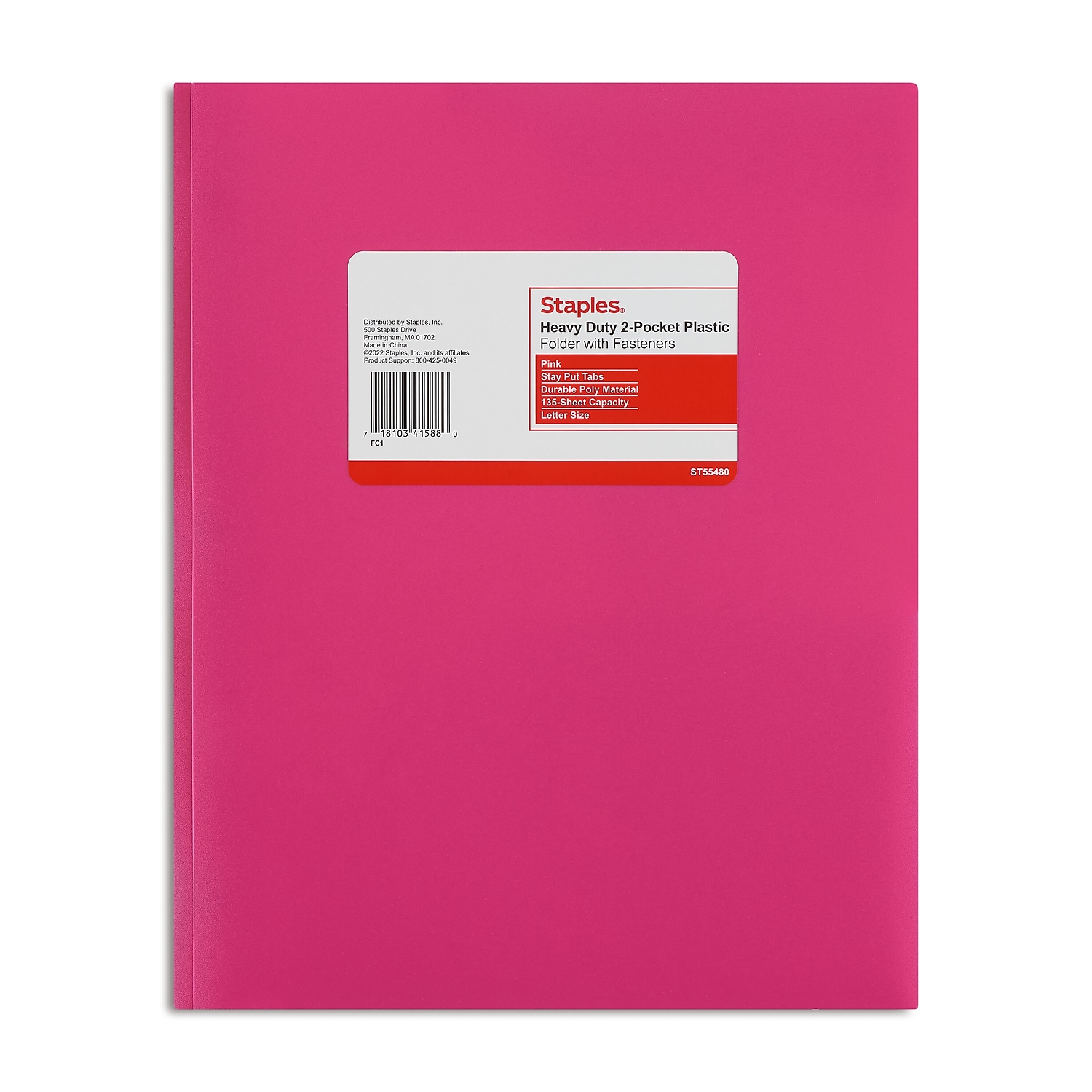 Staples 2-Pocket Portfolio with Fastener Pink 3/Pack 55480VS - Walmart.com