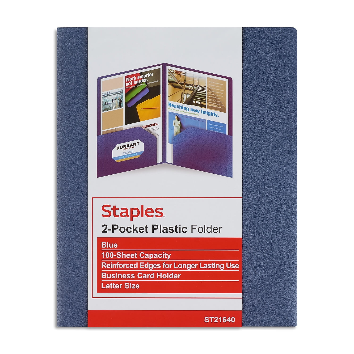 Staples 2-Pocket Presentation Folder Dark Blue 3/Pack ST21640-CCVS ...