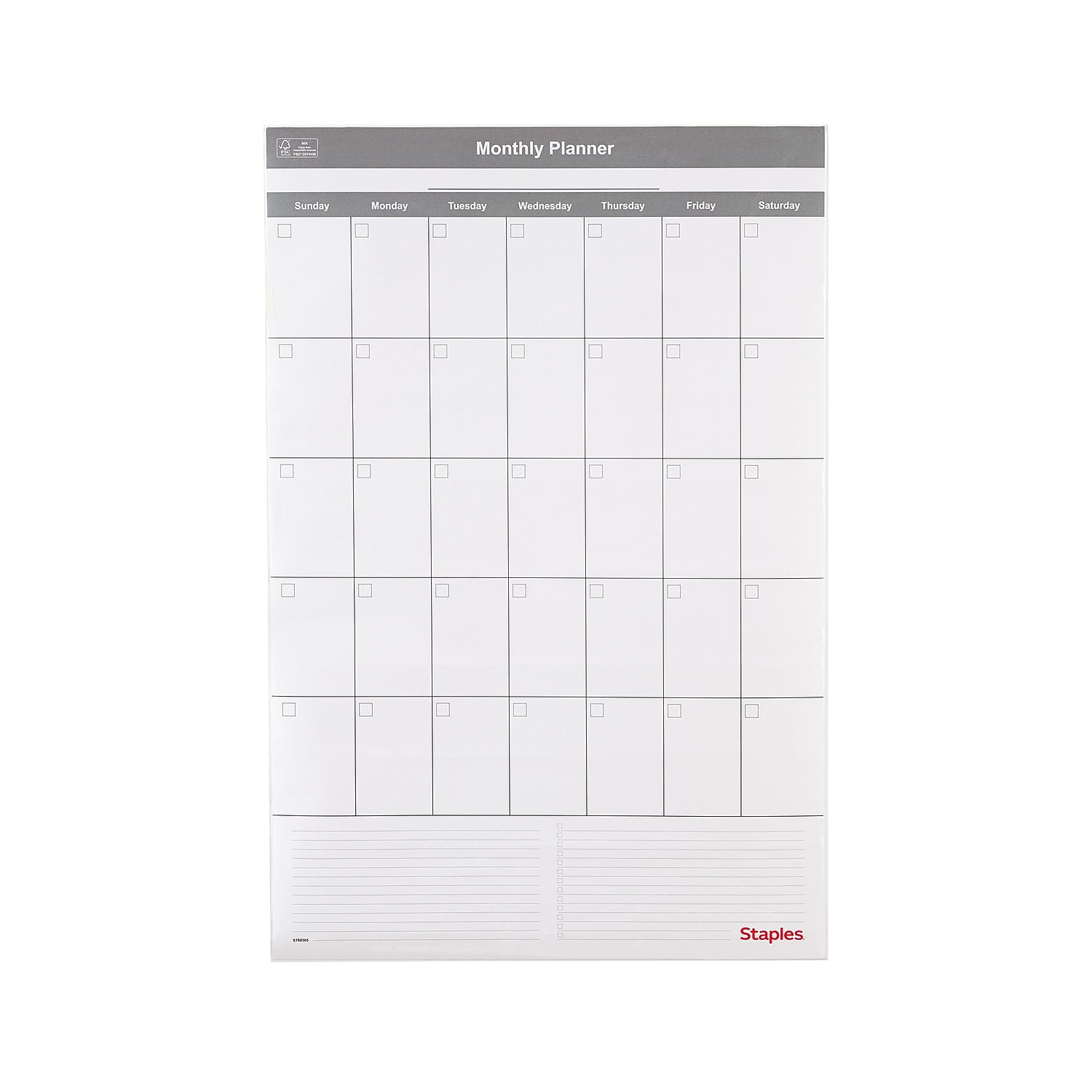 Staples Large 24" x 36" Reversible Whiteboard Erasable Monthly Calendar ...