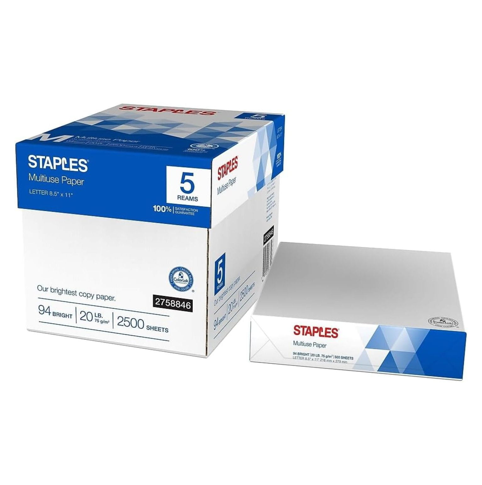 Staples 2758846 Multiuse 8.5-Inch X 11-Inch Copy Paper 20 Lbs 94 ...