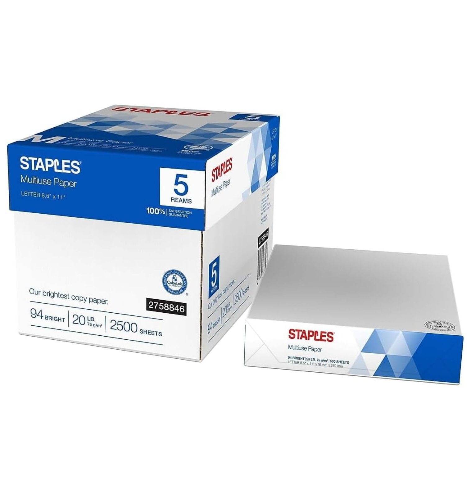 Staples 2758846 Multiuse 8.5-Inch X 11-Inch Copy Paper 20 Lbs 94 ...