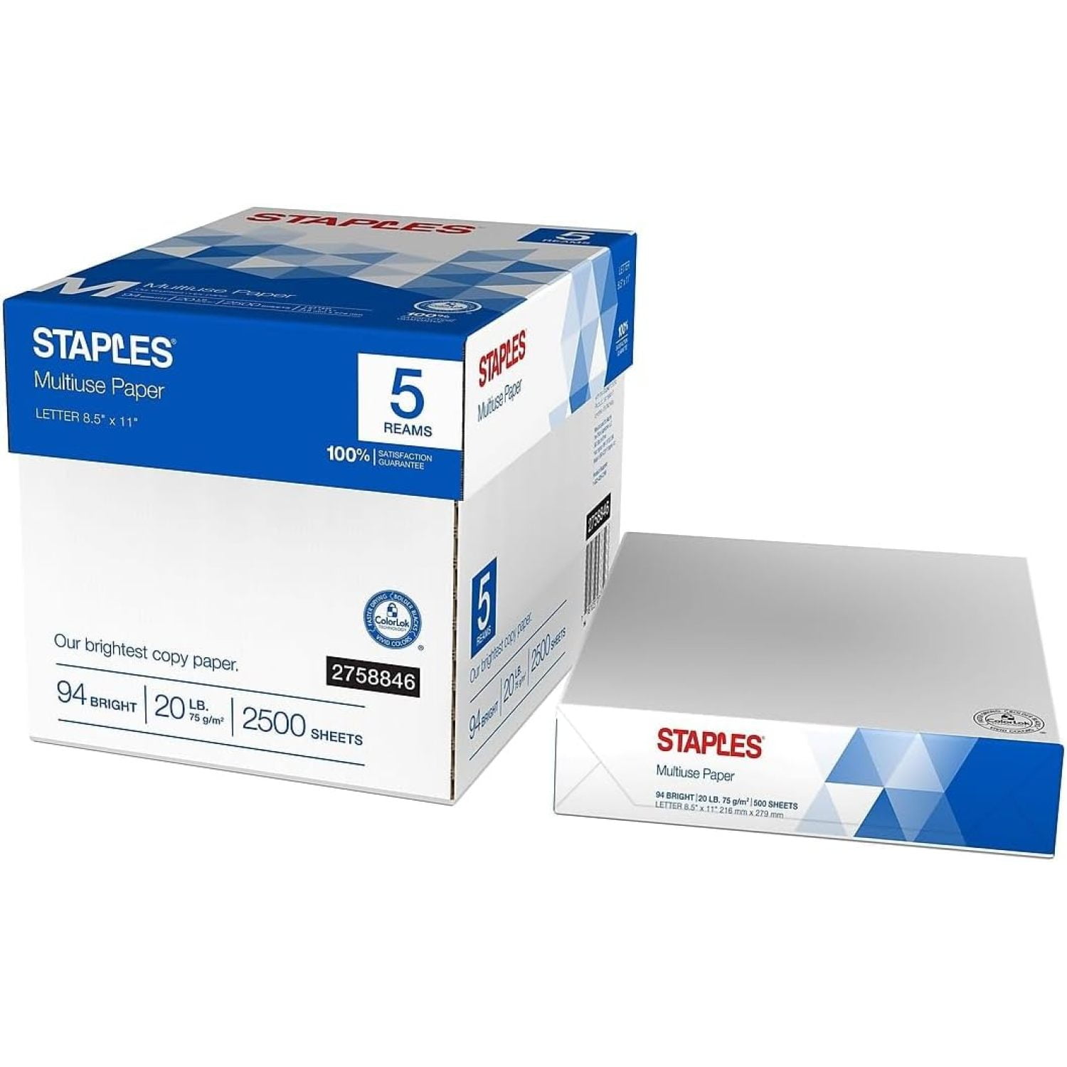Staples 2758846 Multiuse 8.5-Inch X 11-Inch Copy Paper 20 Lbs 94 ...