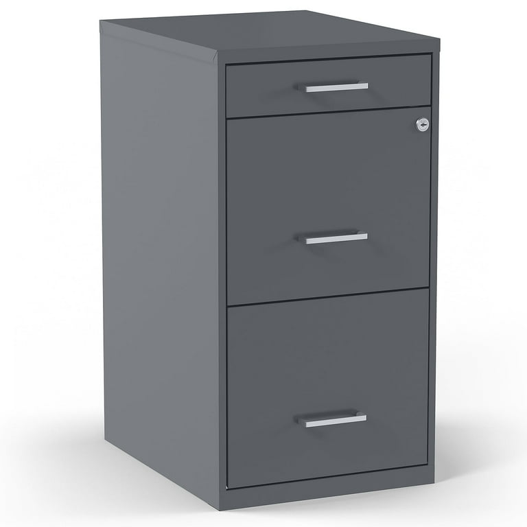 Staples 3 Drawer Vertical File Cabinet Locking Letter Charcoal 18 D 18606 ST52154 CC
